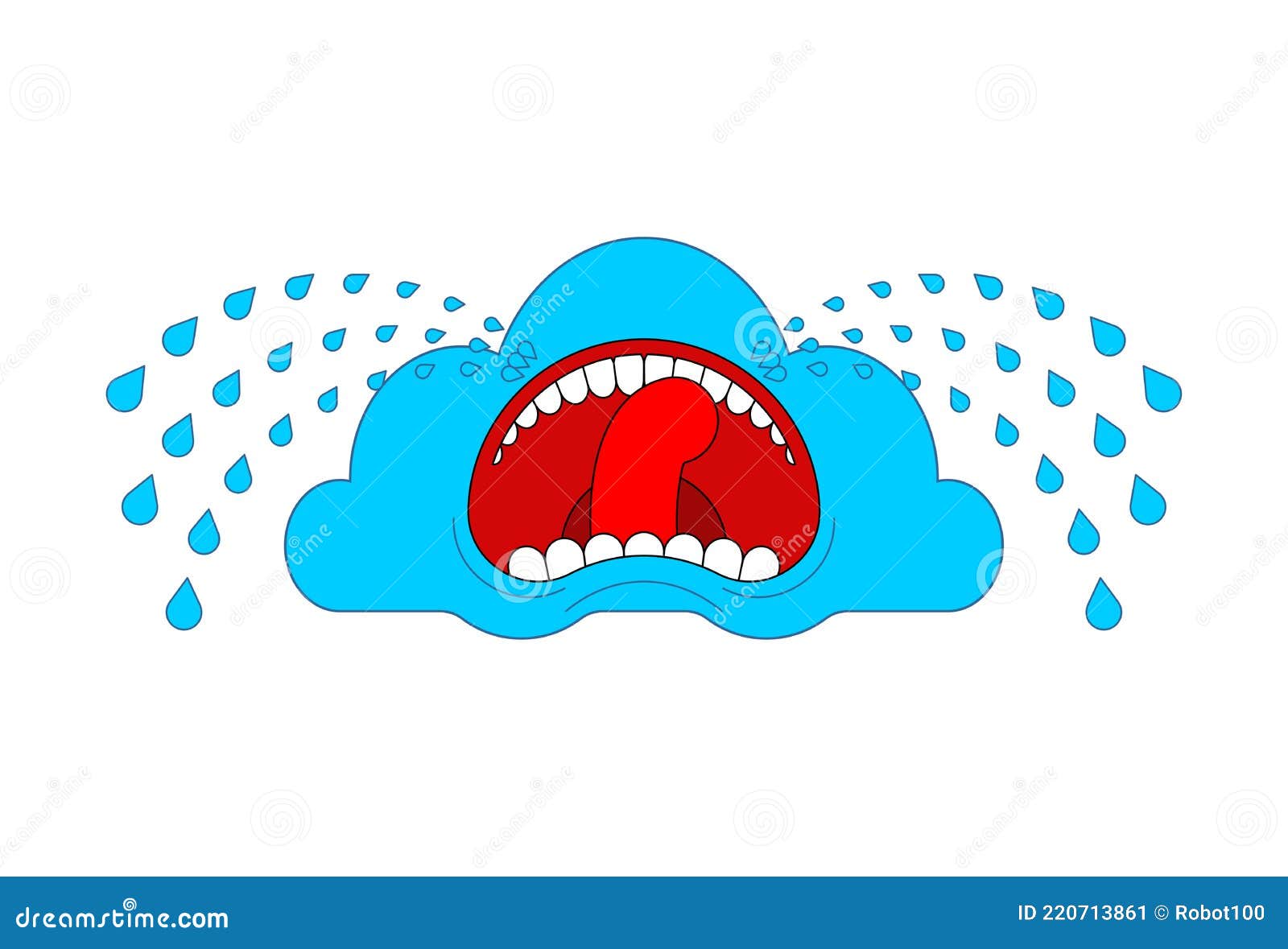 Crying Cloud. Sad Face Of Rainy Weather. Illustration. Stock ...