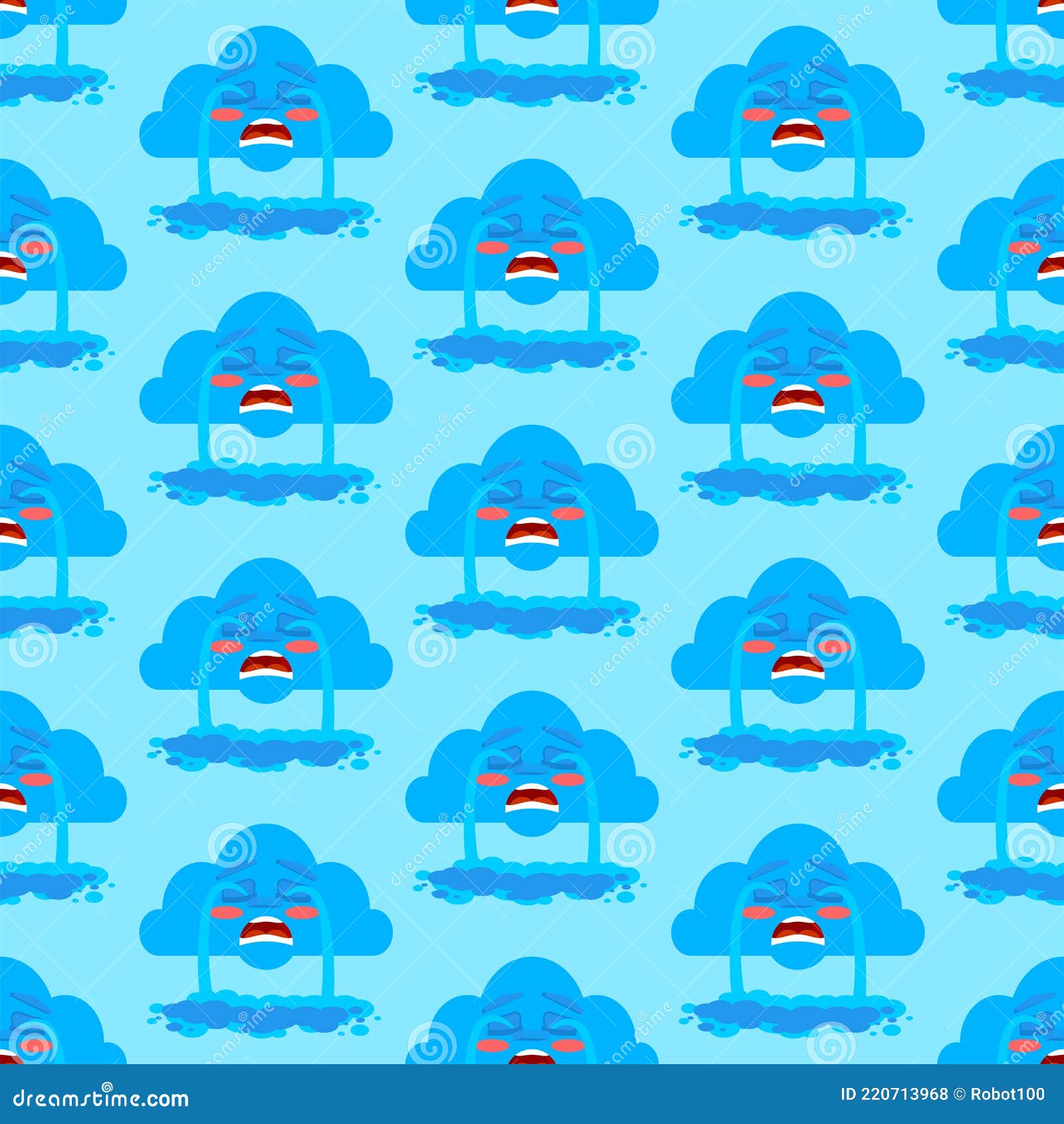 Crying Cloud. Sad Face Of Rainy Weather. Illustration. Stock ...