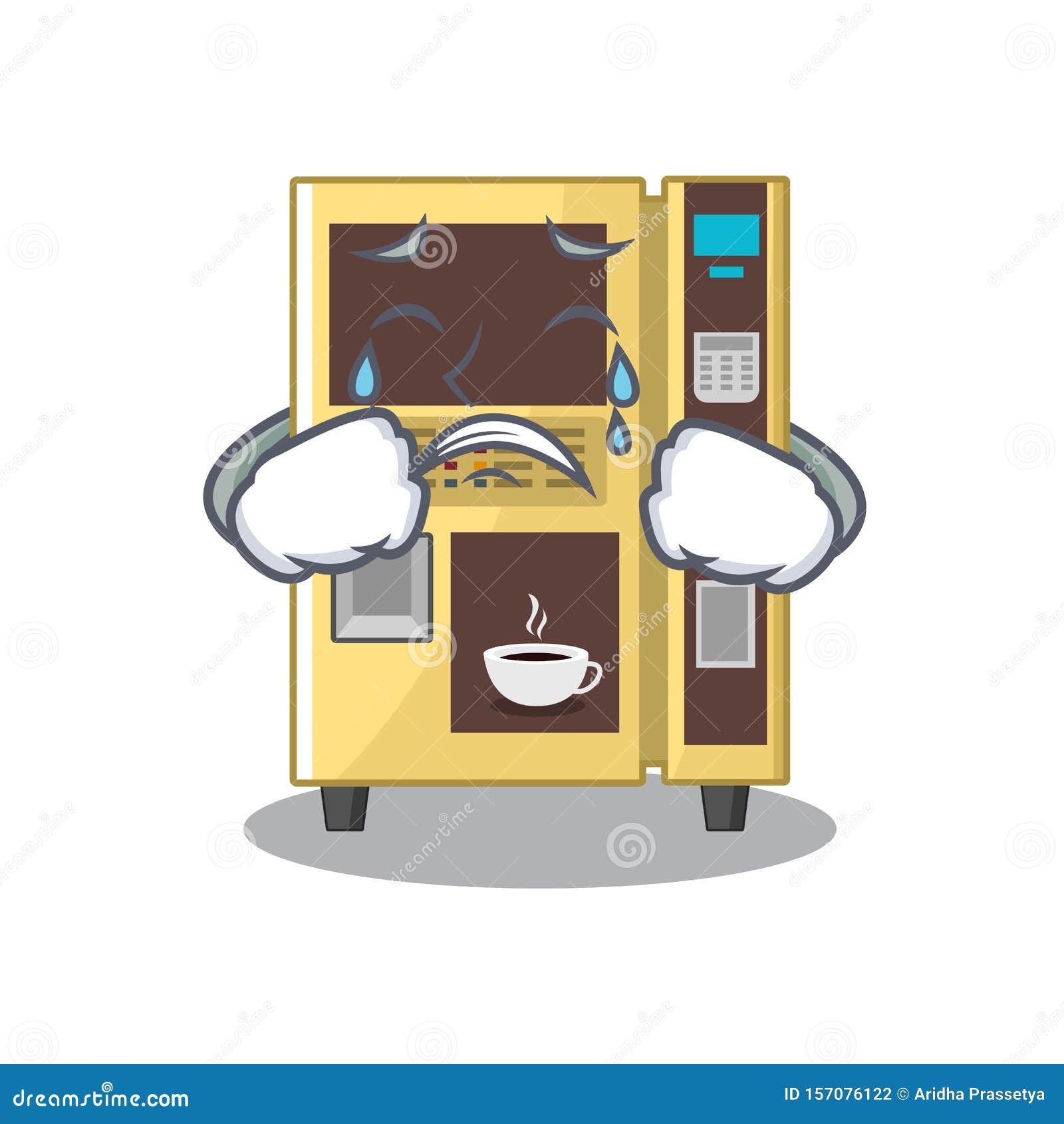 Crying Coffee Vending Machine in a Karakter Stock Vector - Illustration ...