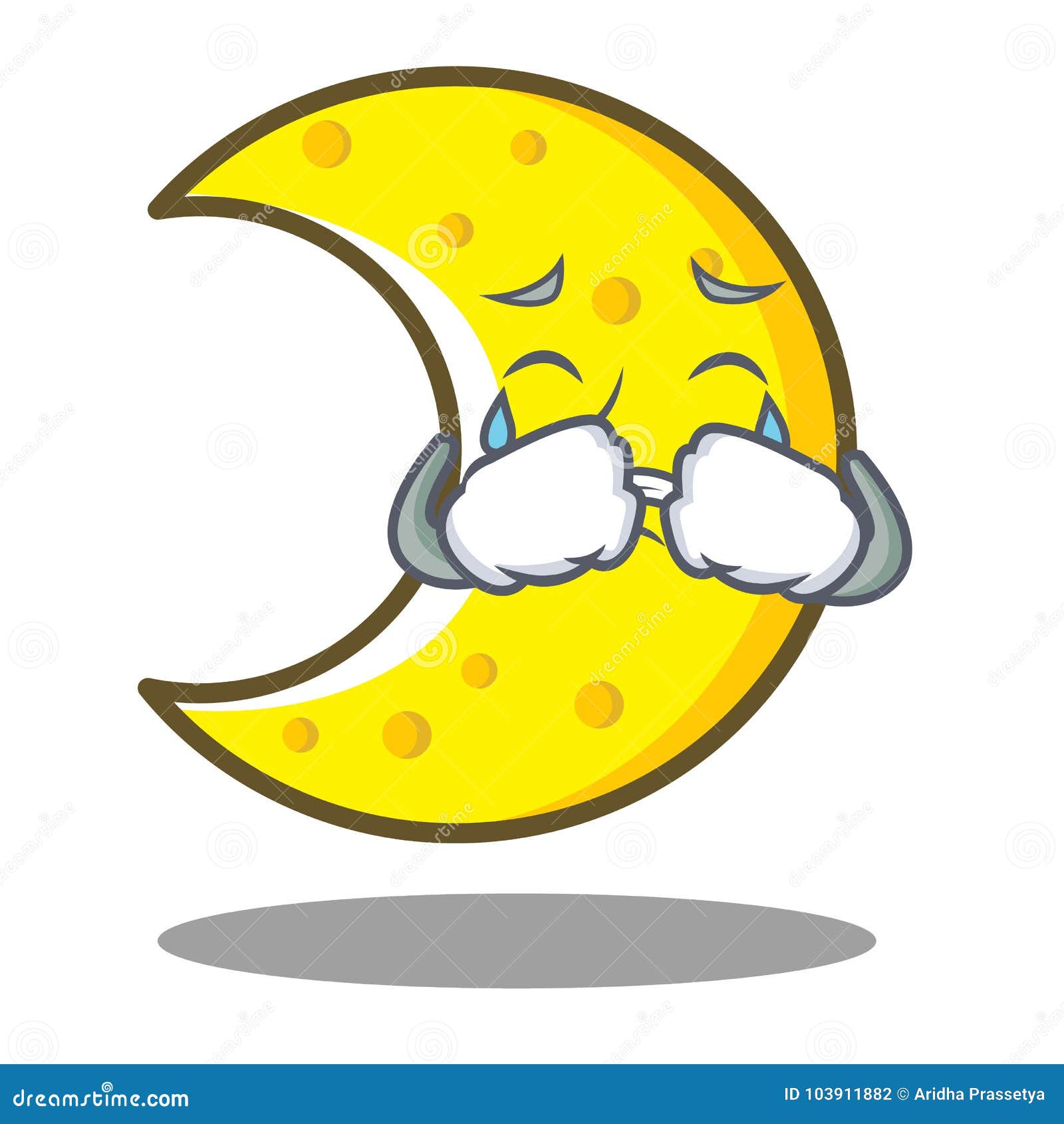 Crying Crescent Moon Character Cartoon Stock Vector - Illustration of ...