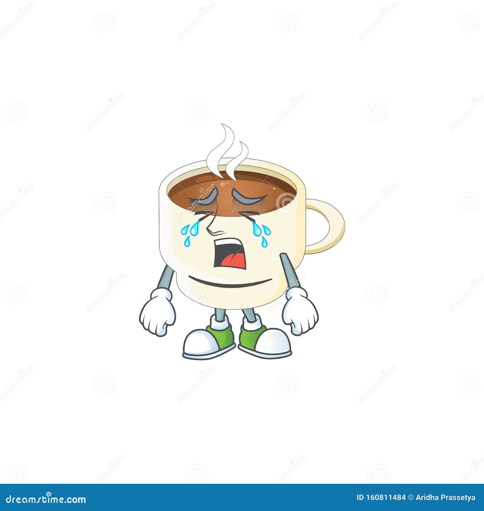 Crying Cup Coffee the Character with Mascot Stock Vector - Illustration ...