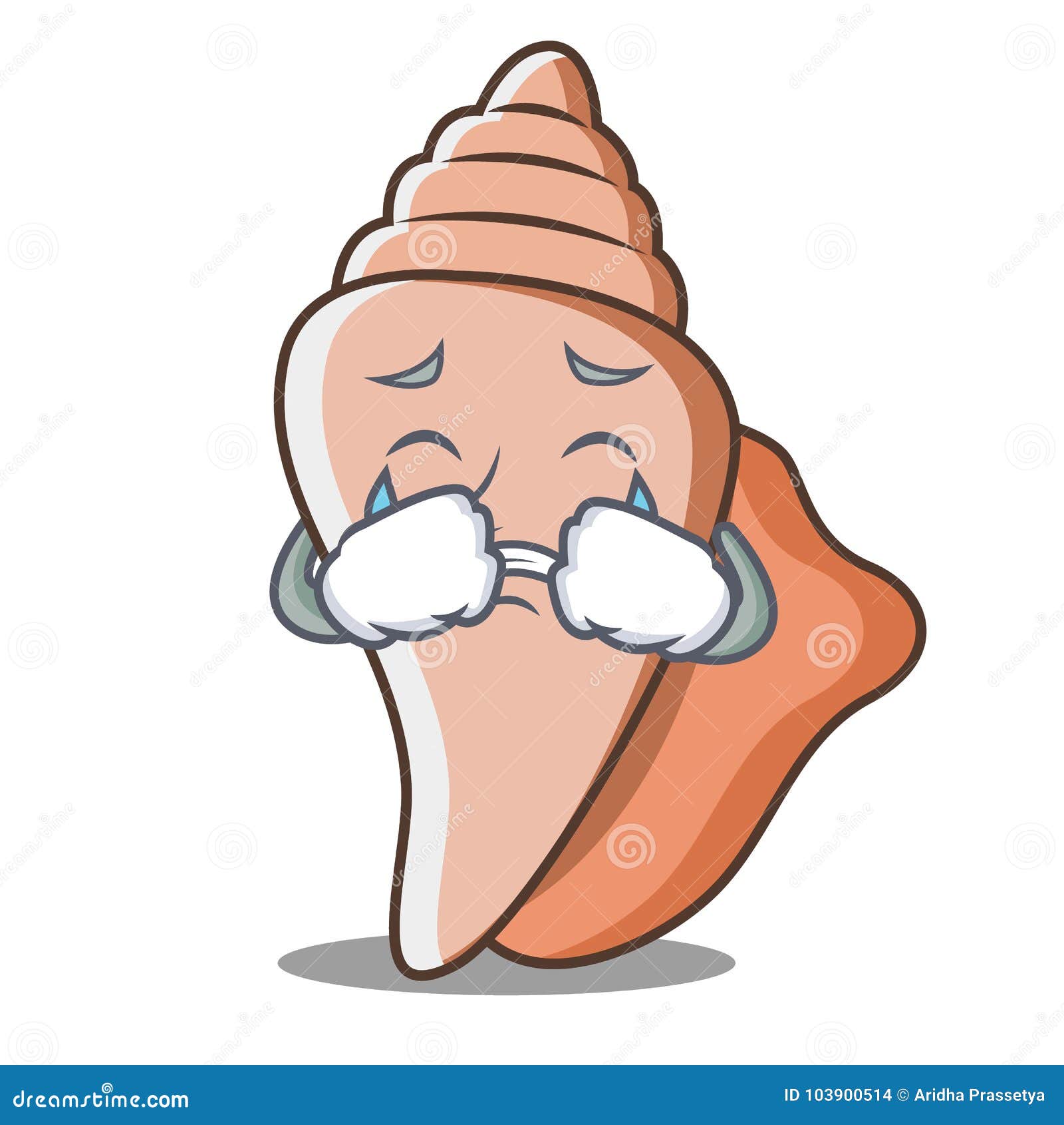 Crying Cute Shell Character Cartoon Stock Vector - Illustration of ...