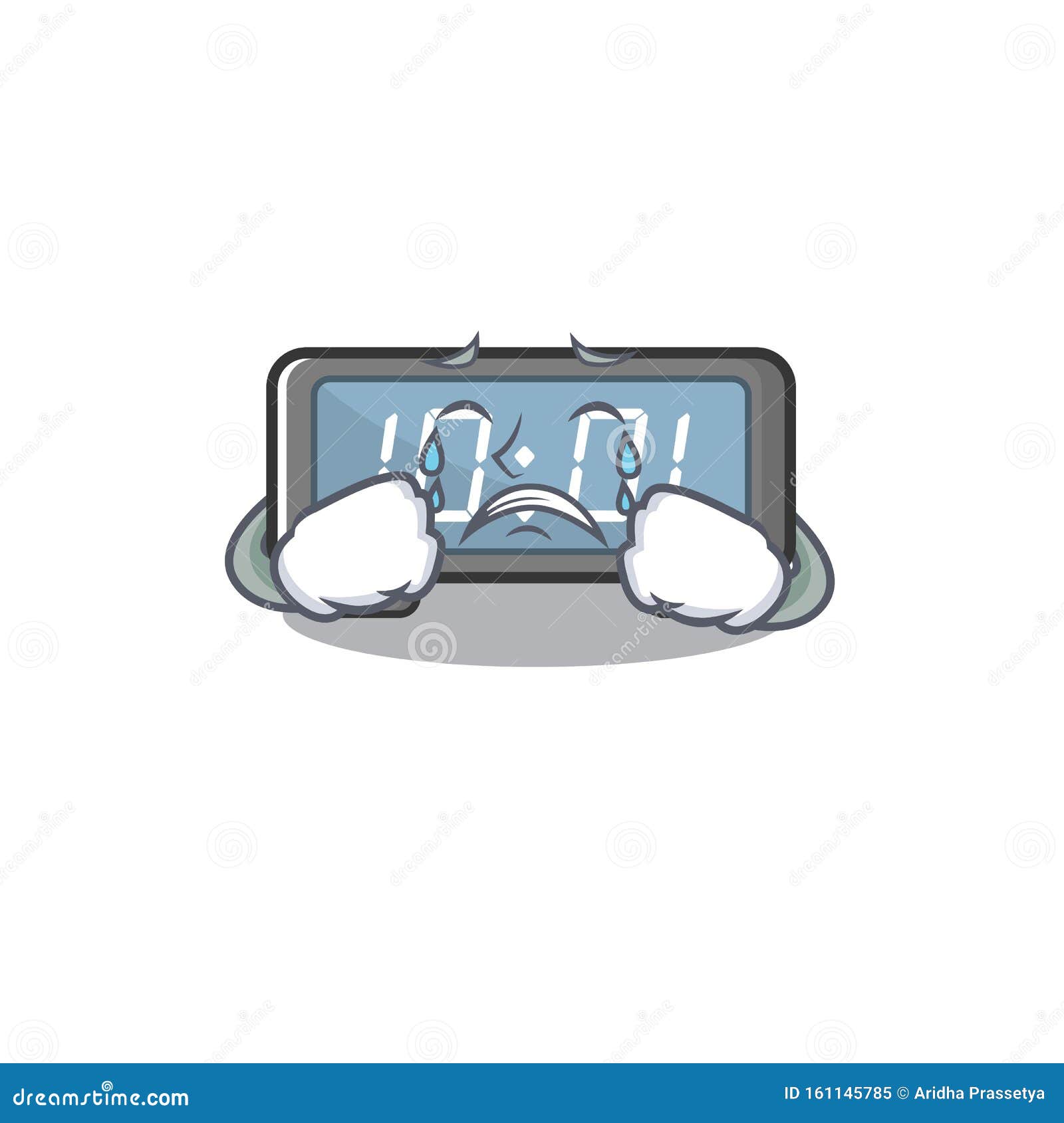 Crying Digital Clock Cartoon in Character Shape Stock Vector ...