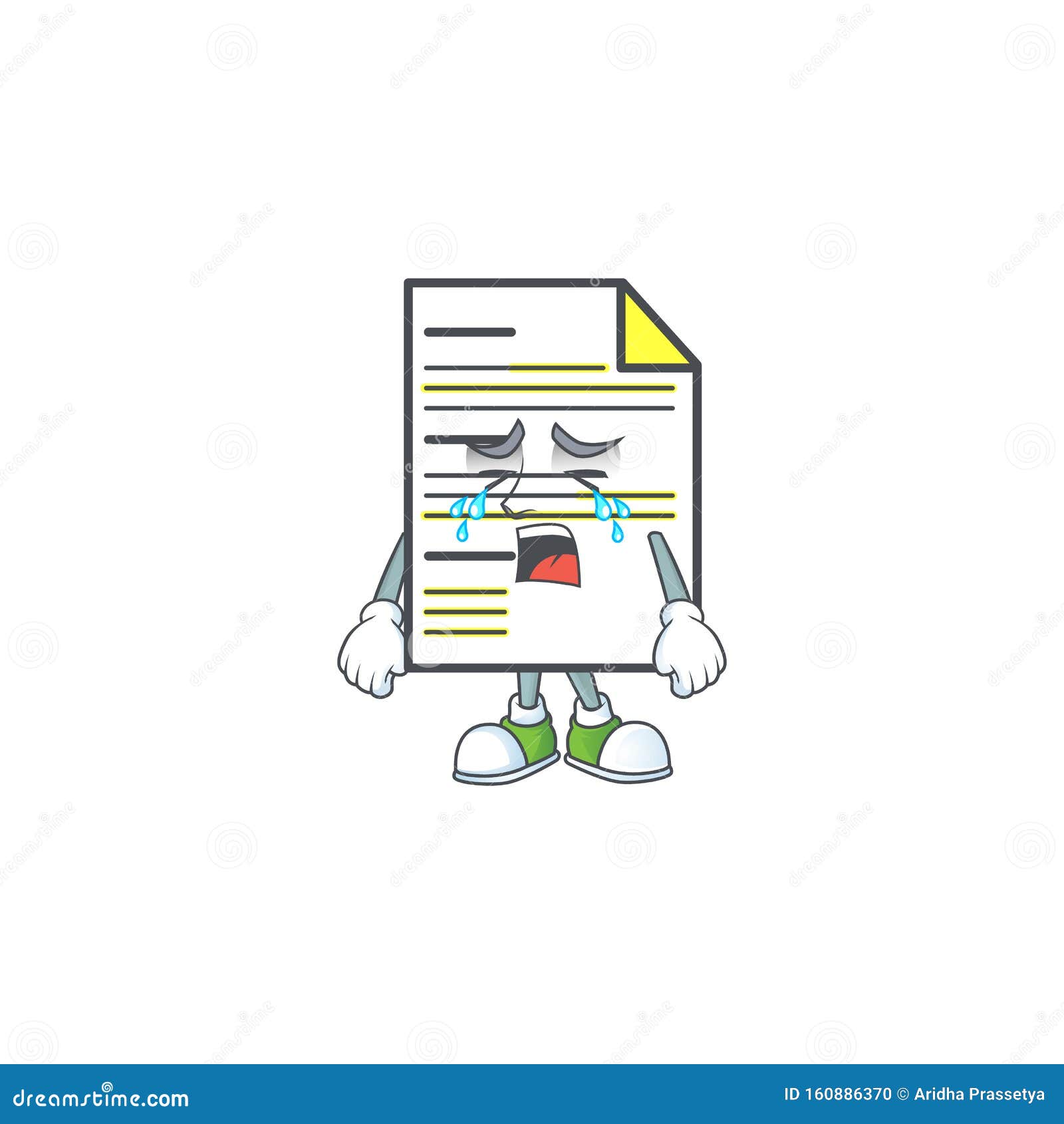 Crying Document Template with Cartoon Character Shape Stock Vector ...