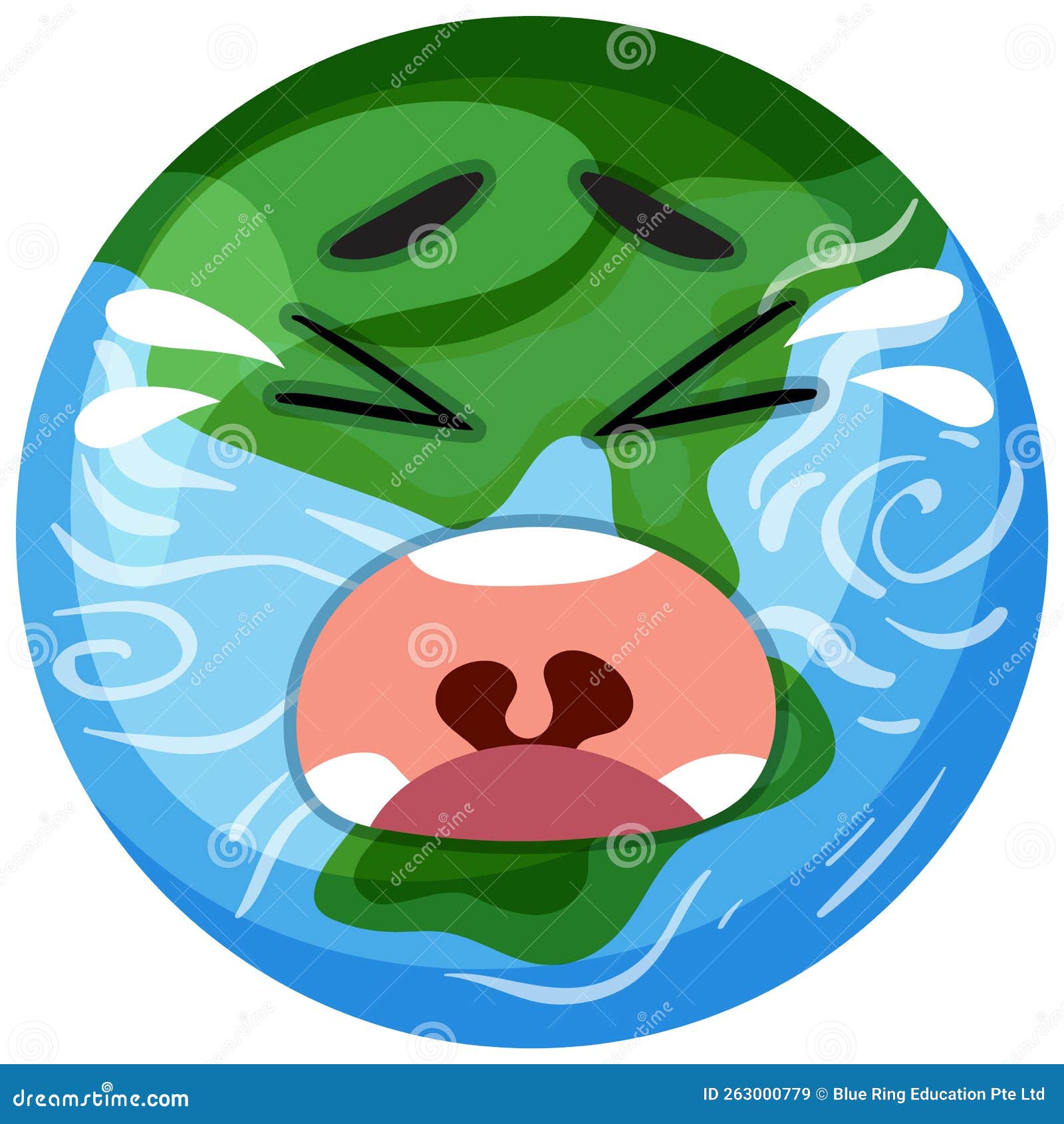 Crying Earth Cartoon Character From Greenhouse Effect And Global ...