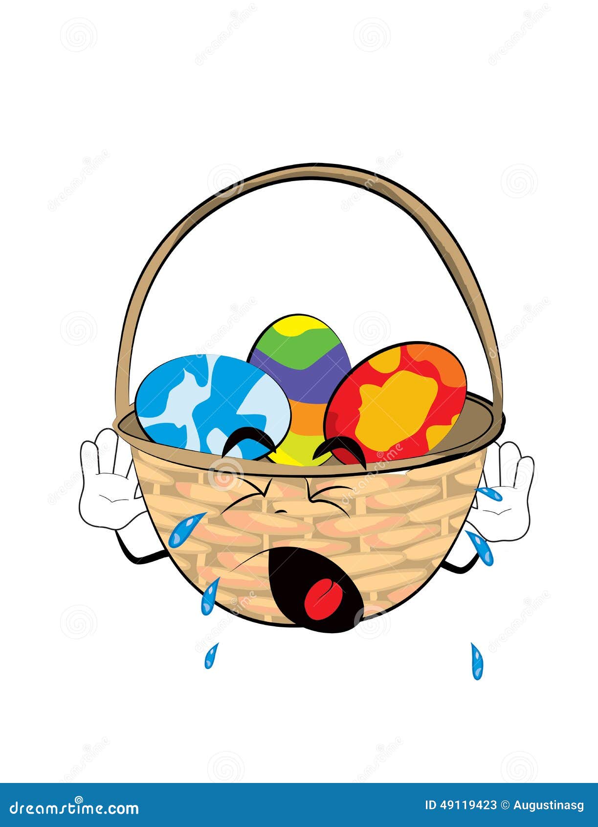 Crying Easter Basket Cartoon Stock Illustration - Illustration of ...