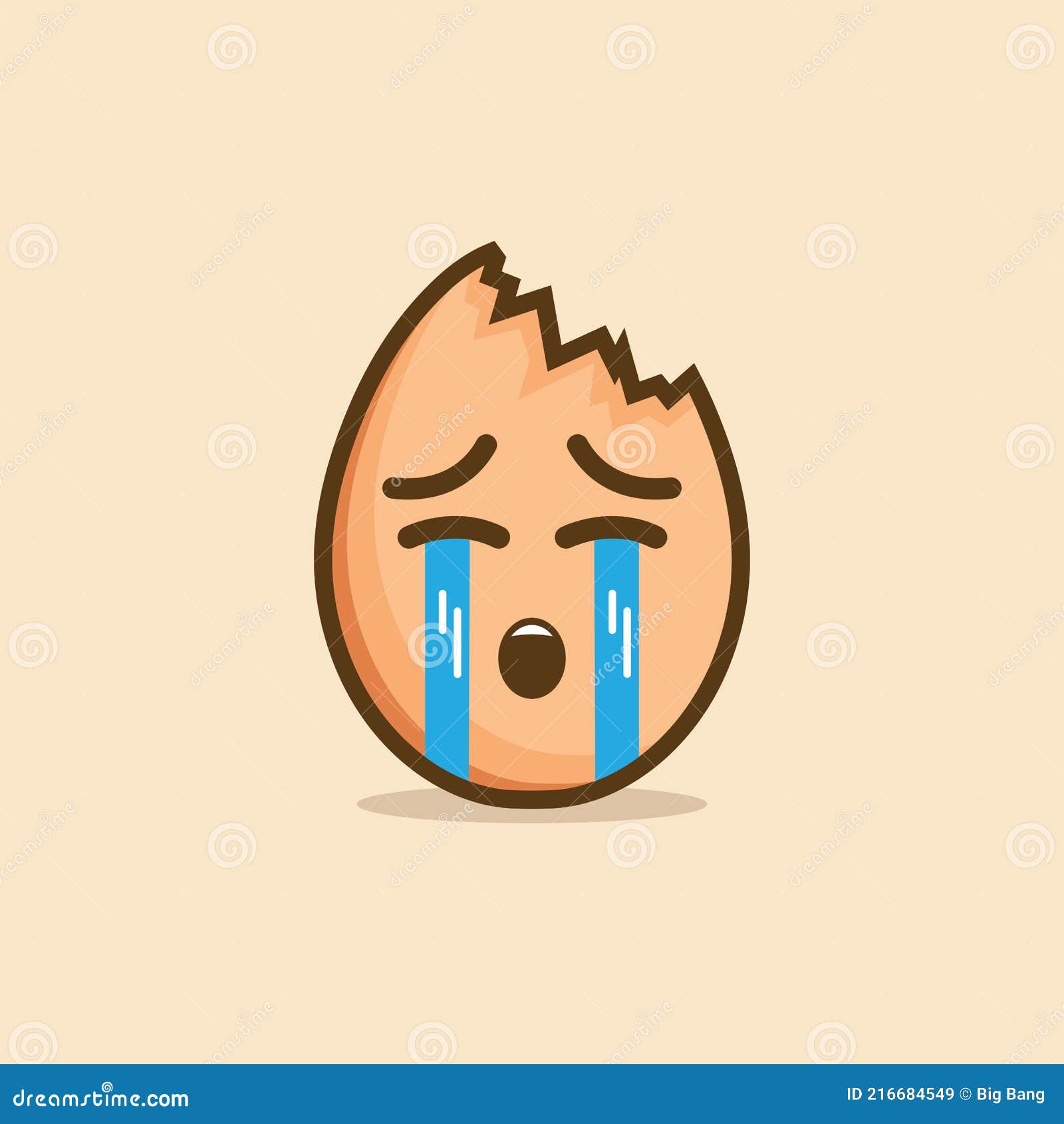 Crying Egg with a Broken Body Illustration, Cartoon Emoticon Design ...