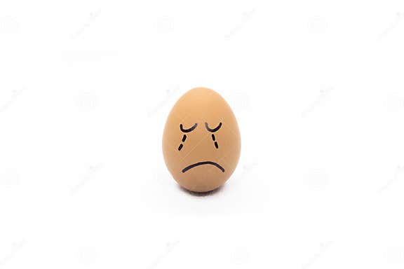 A Crying Egg on White Background Stock Photo - Image of breakfast ...