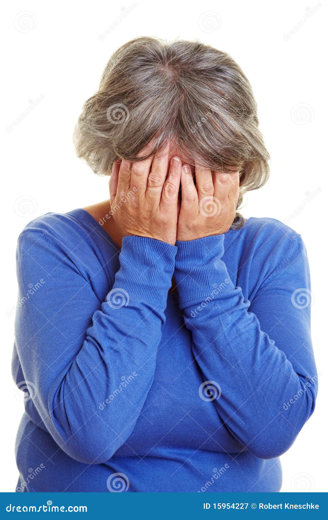 Crying Elderly Woman Covering Face Stock Image - Image of exhaustion ...