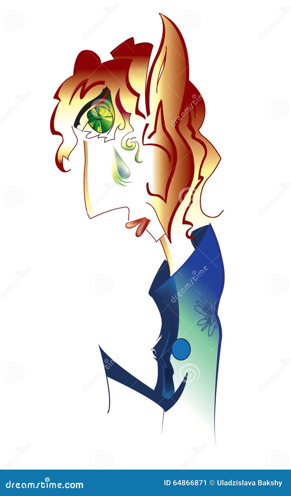 Crying elf stock vector. Illustration of cartoon, candor - 64866871