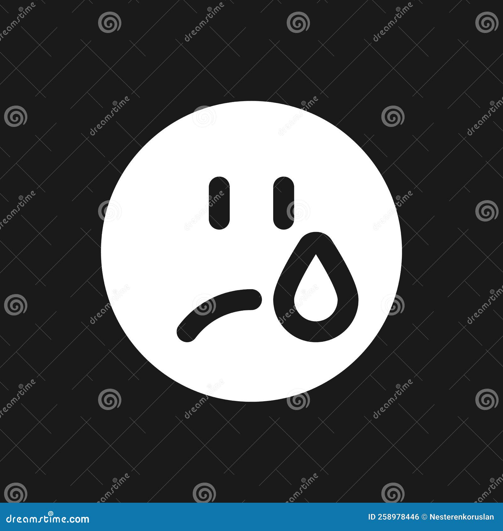 Crying Emoji Dark Mode Glyph Ui Icon Stock Illustration - Illustration ...