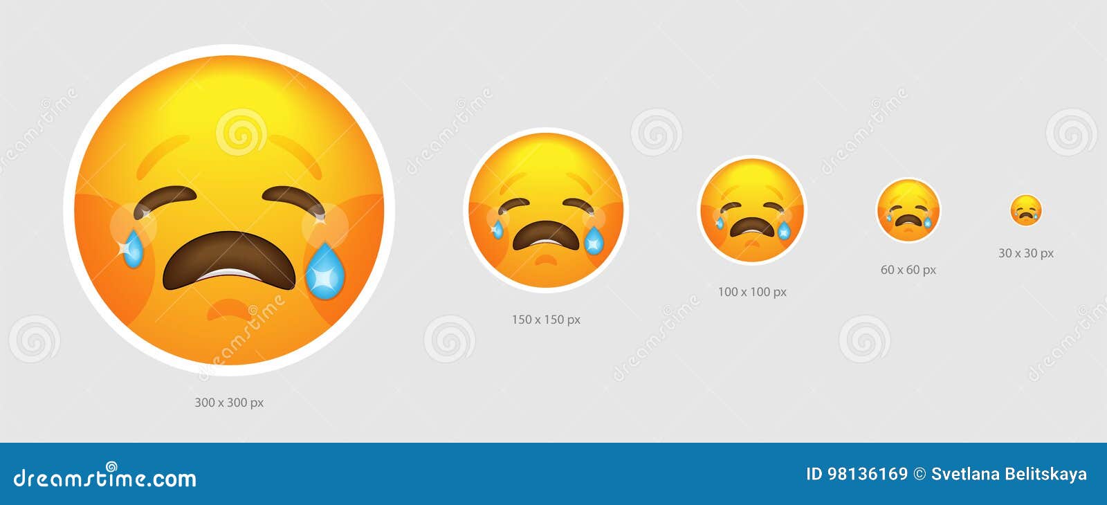 Sad Crying Emoji. Bad Emotion. Weeping Emoticon. Vector Illustration ...