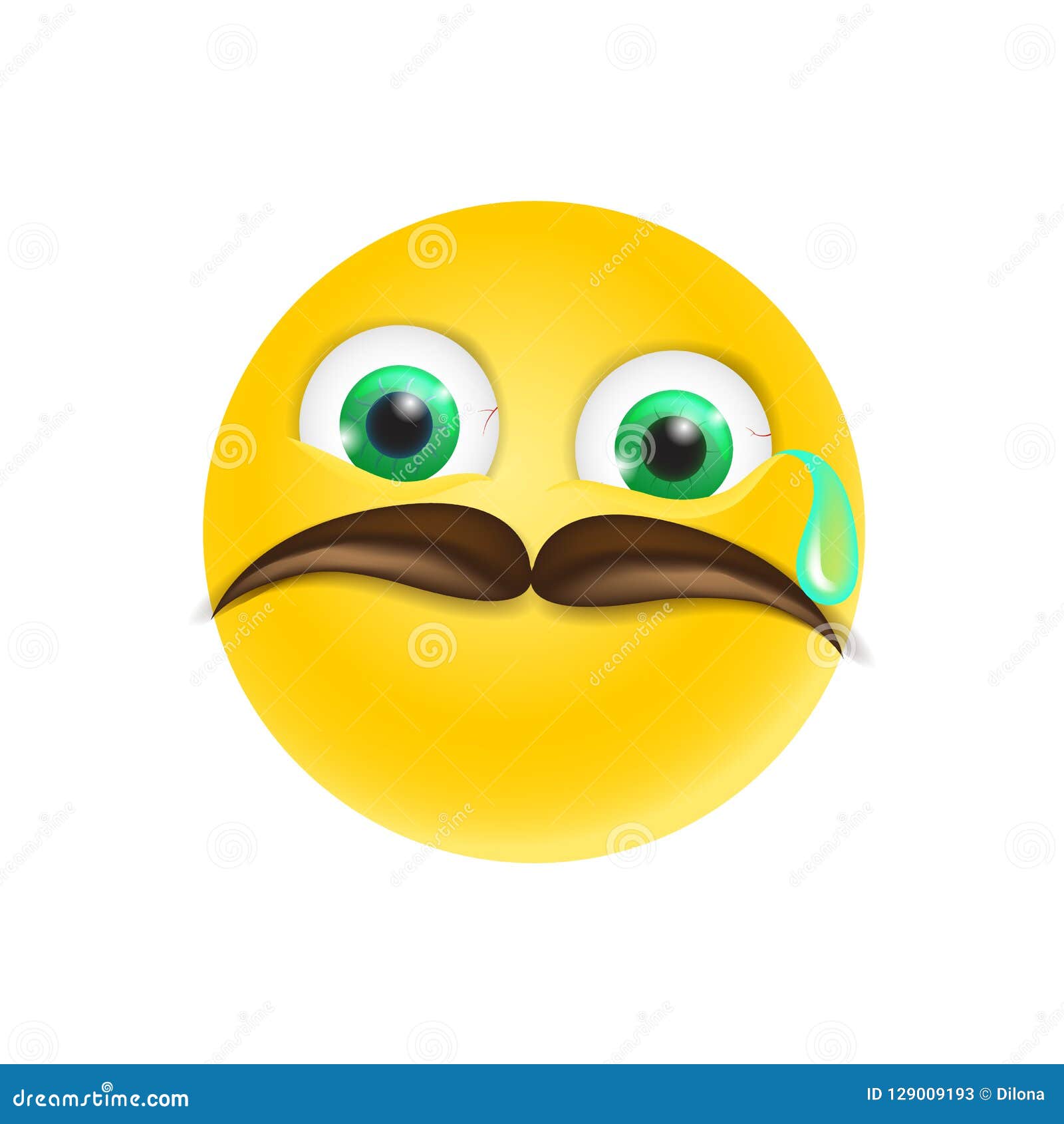 Crying Emoji with Mustache Emoticon Sad Reaction Vector Stock Vector ...