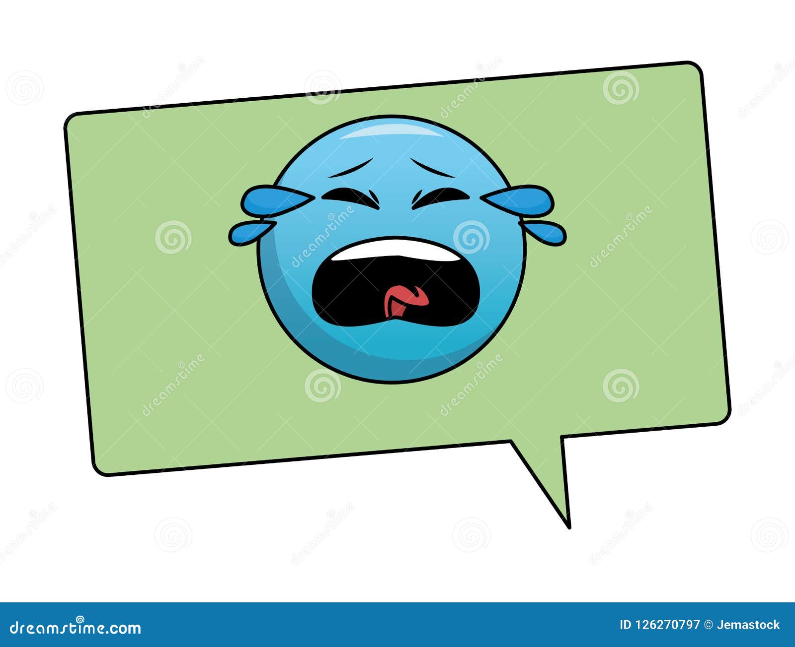 Crying emoticon in bubble stock vector. Illustration of people - 126270797