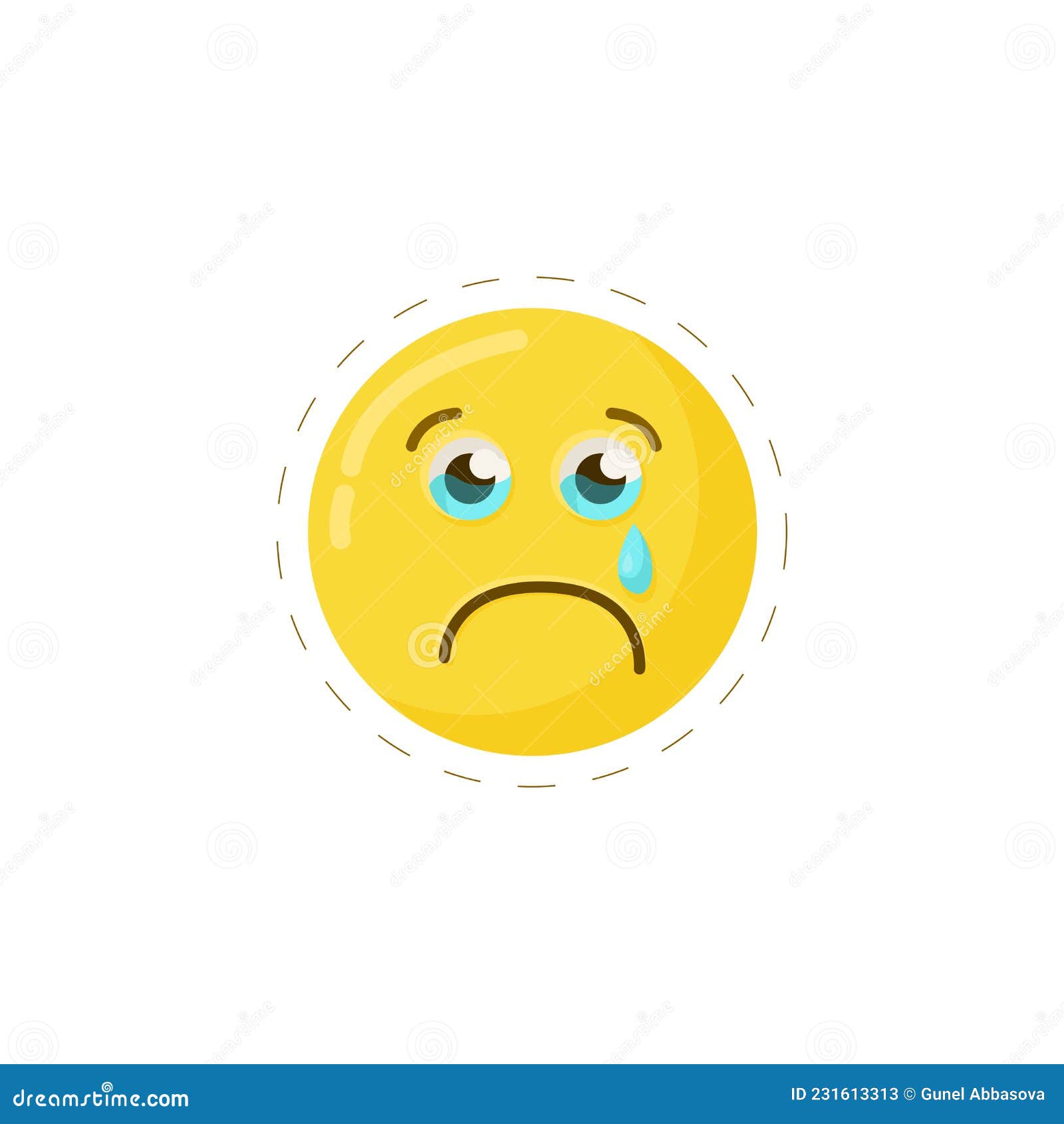 Crying Emoticon Icon, Cartoon Style Vector Illustration | CartoonDealer ...