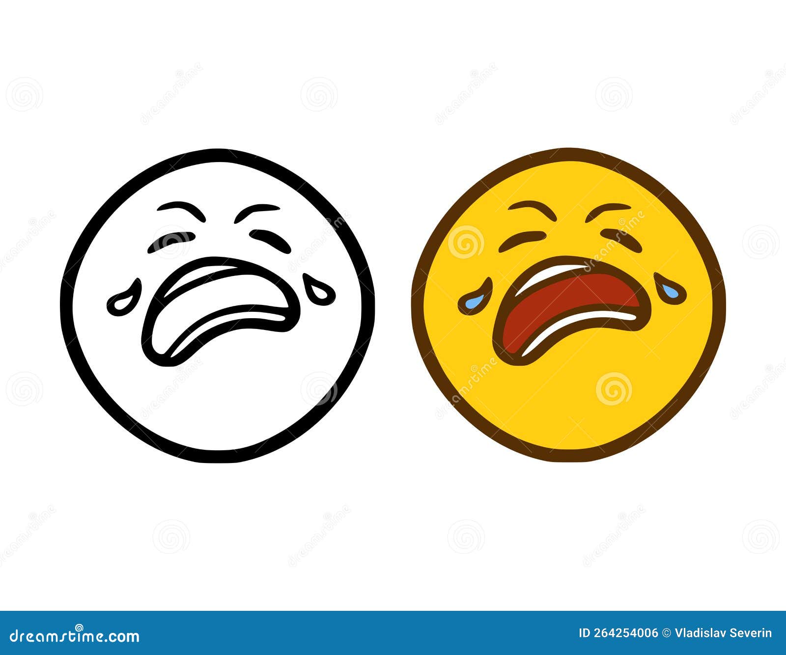 Crying Emoticon in Doodle Style Stock Illustration - Illustration of ...