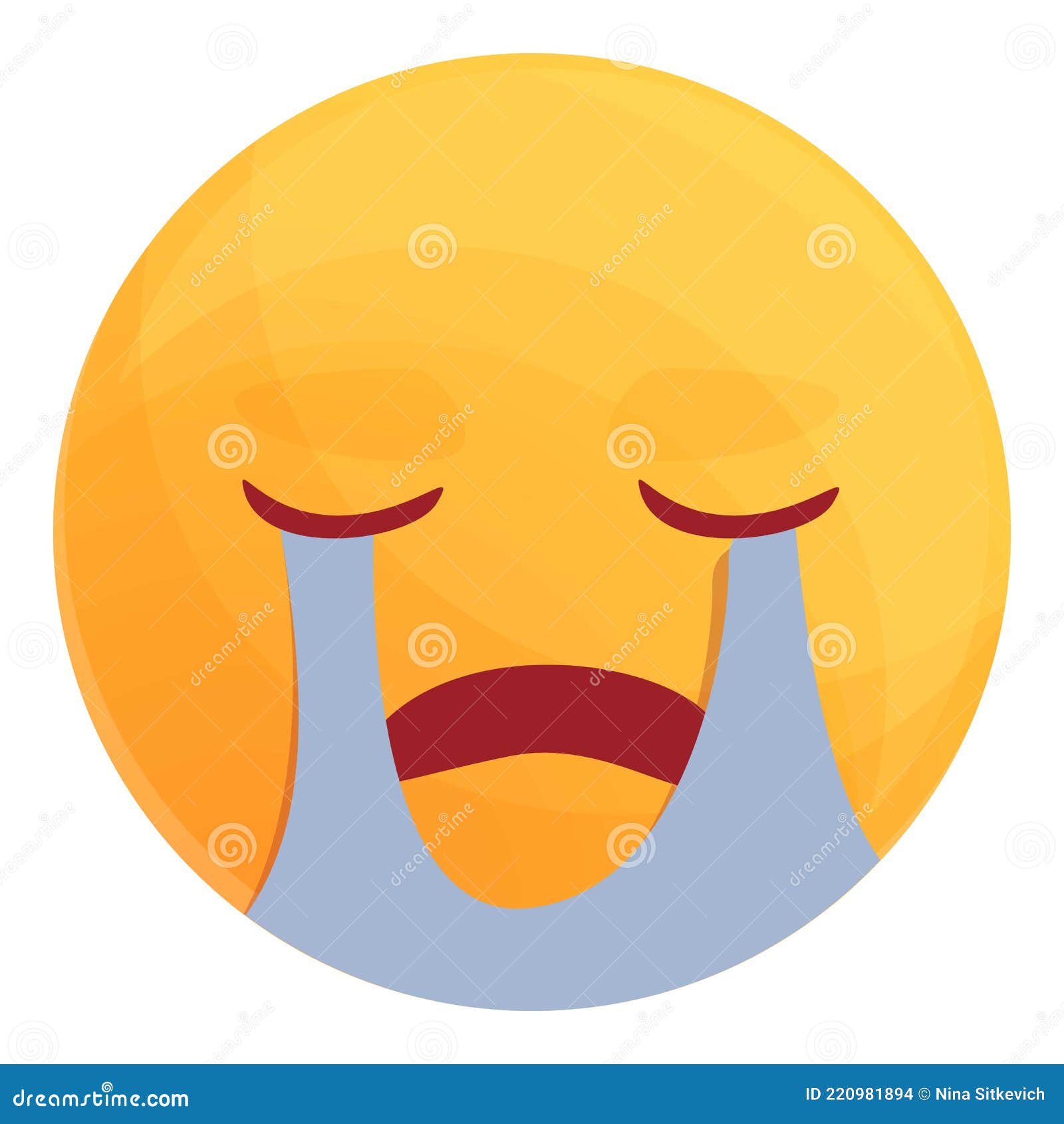 Crying Emoticon Icon, Cartoon Style Vector Illustration | CartoonDealer ...