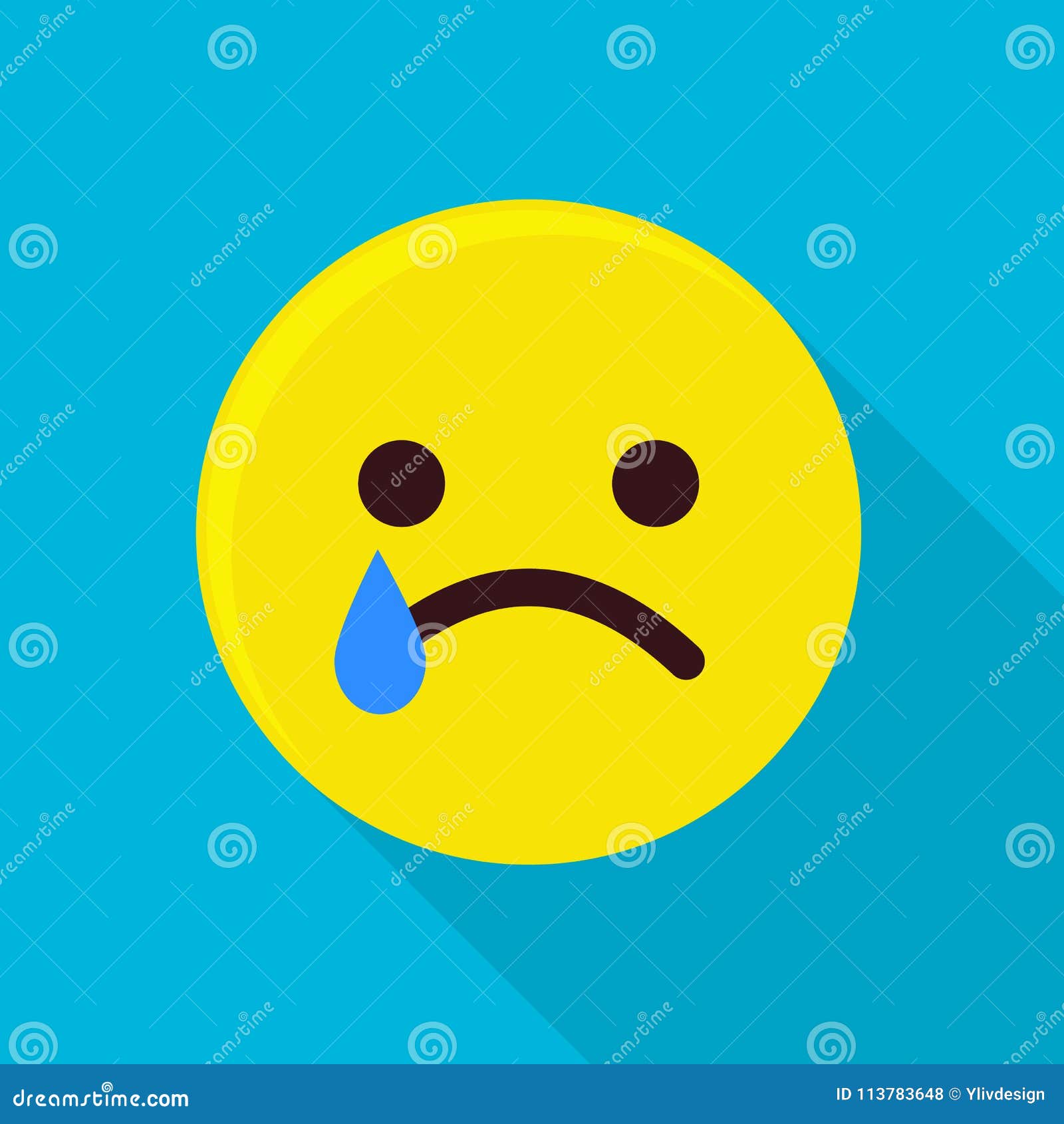 Crying Emoticon Icon, Flat Style Stock Vector - Illustration of tear ...