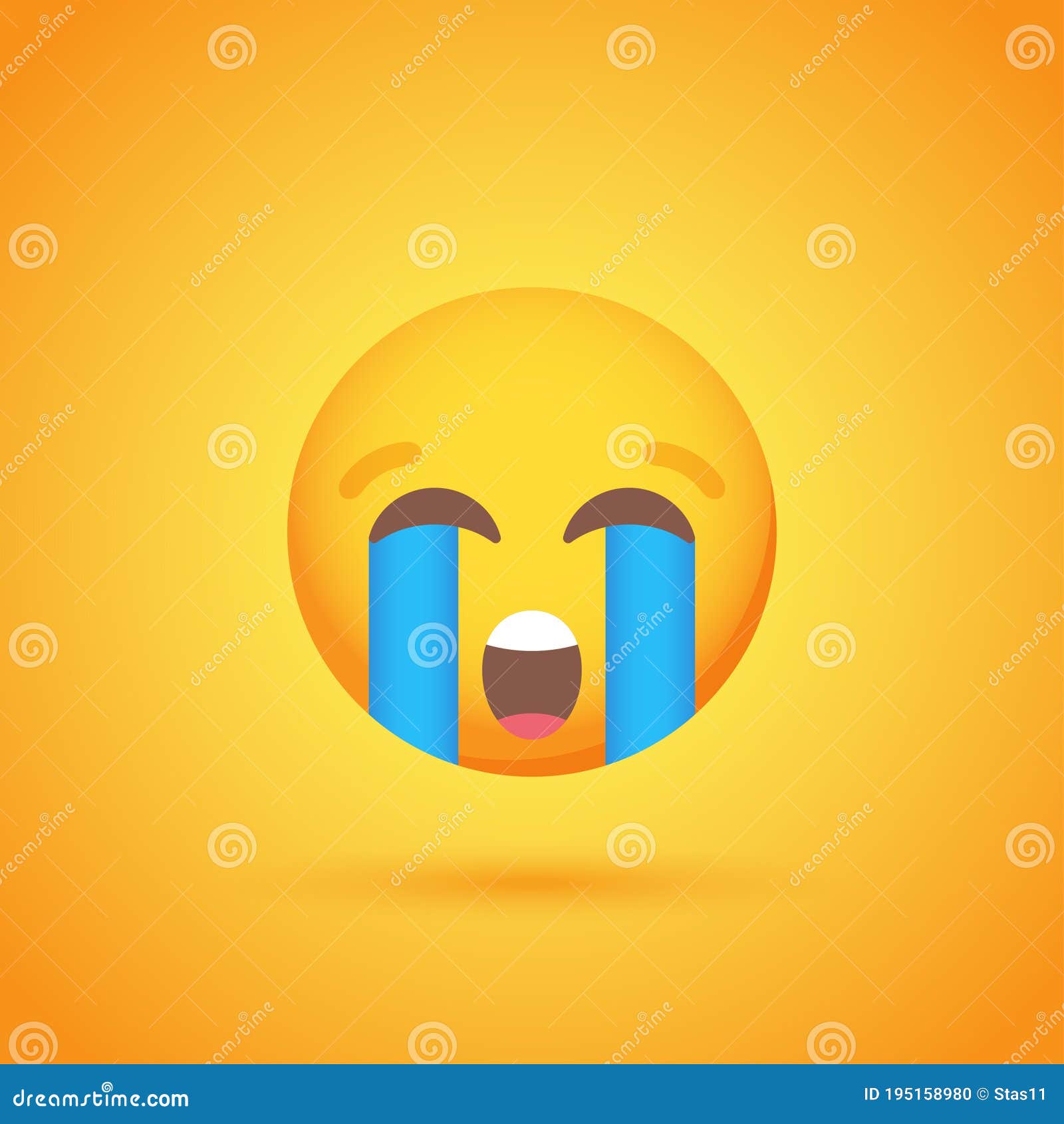 Crying Emoticon Smile Icon with Shadow for Social Network Design Stock ...