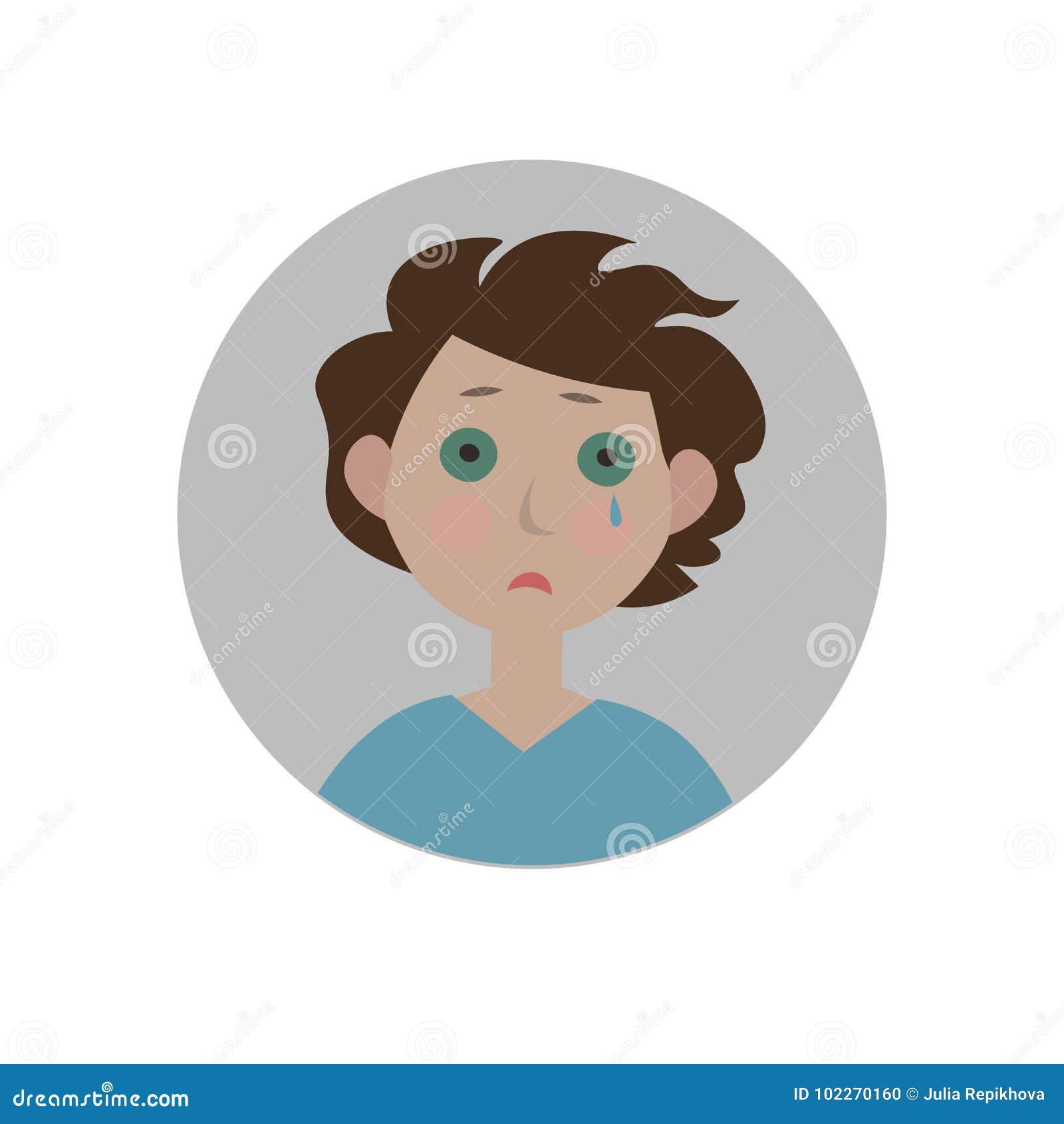 Crying Emoticon. Tearful Expression Icon Stock Vector - Illustration of ...