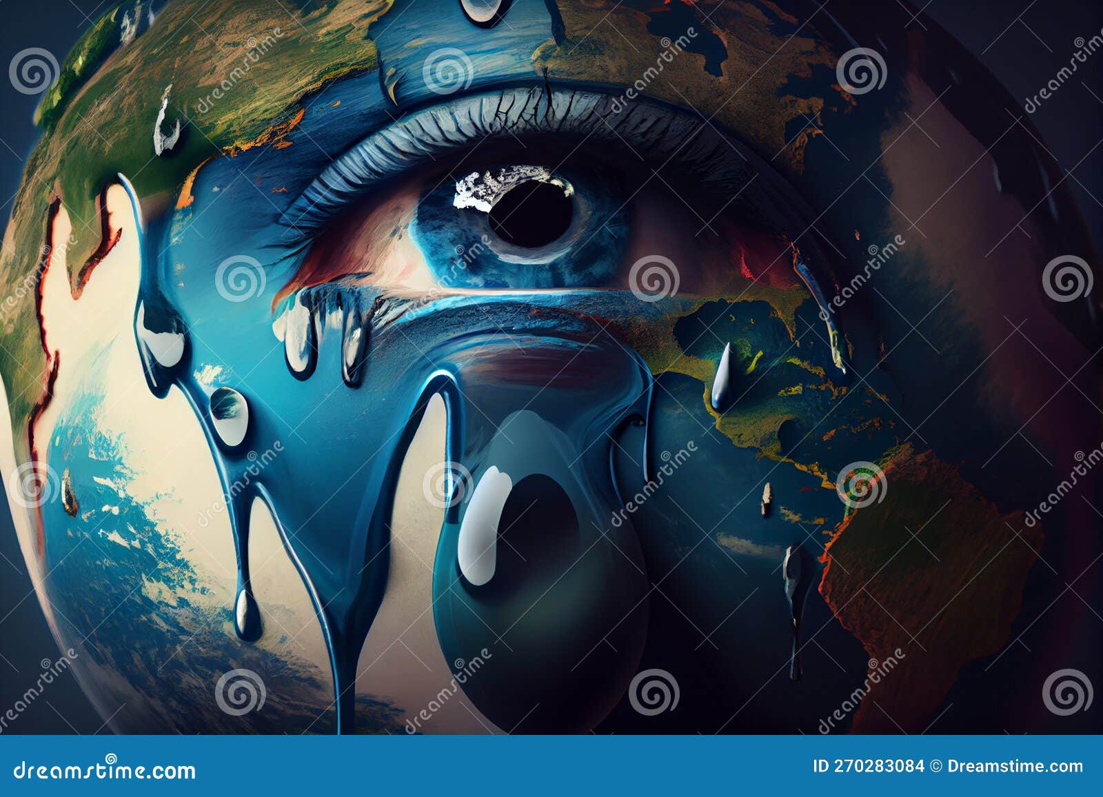 Crying Eye of the Earth Created with Generative Ai Stock Illustration ...