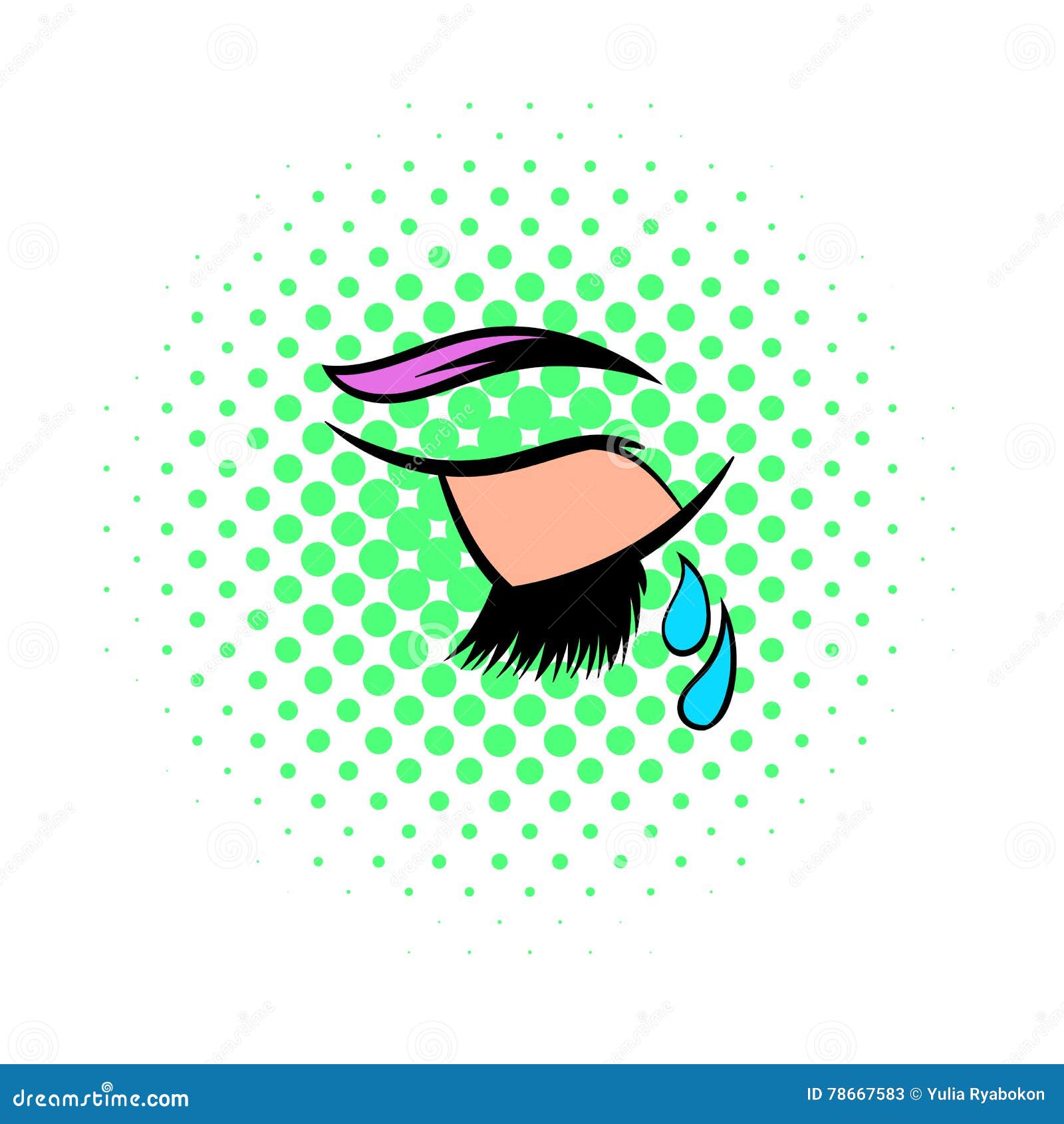 Crying Eye Icon, Comics Style Stock Vector - Illustration of closed ...
