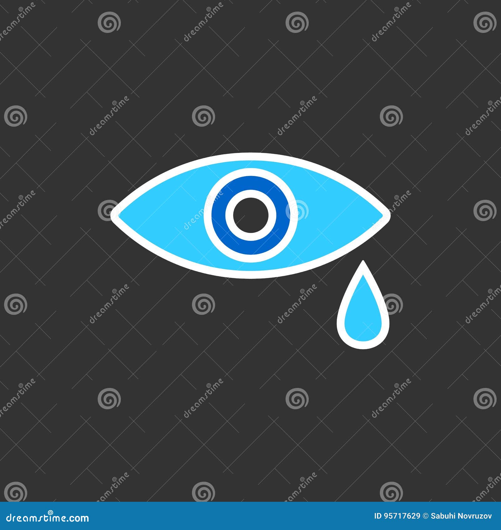 Crying Eye Vector Illustration. Ill Eye Vector Icon. Solid Flat Design ...