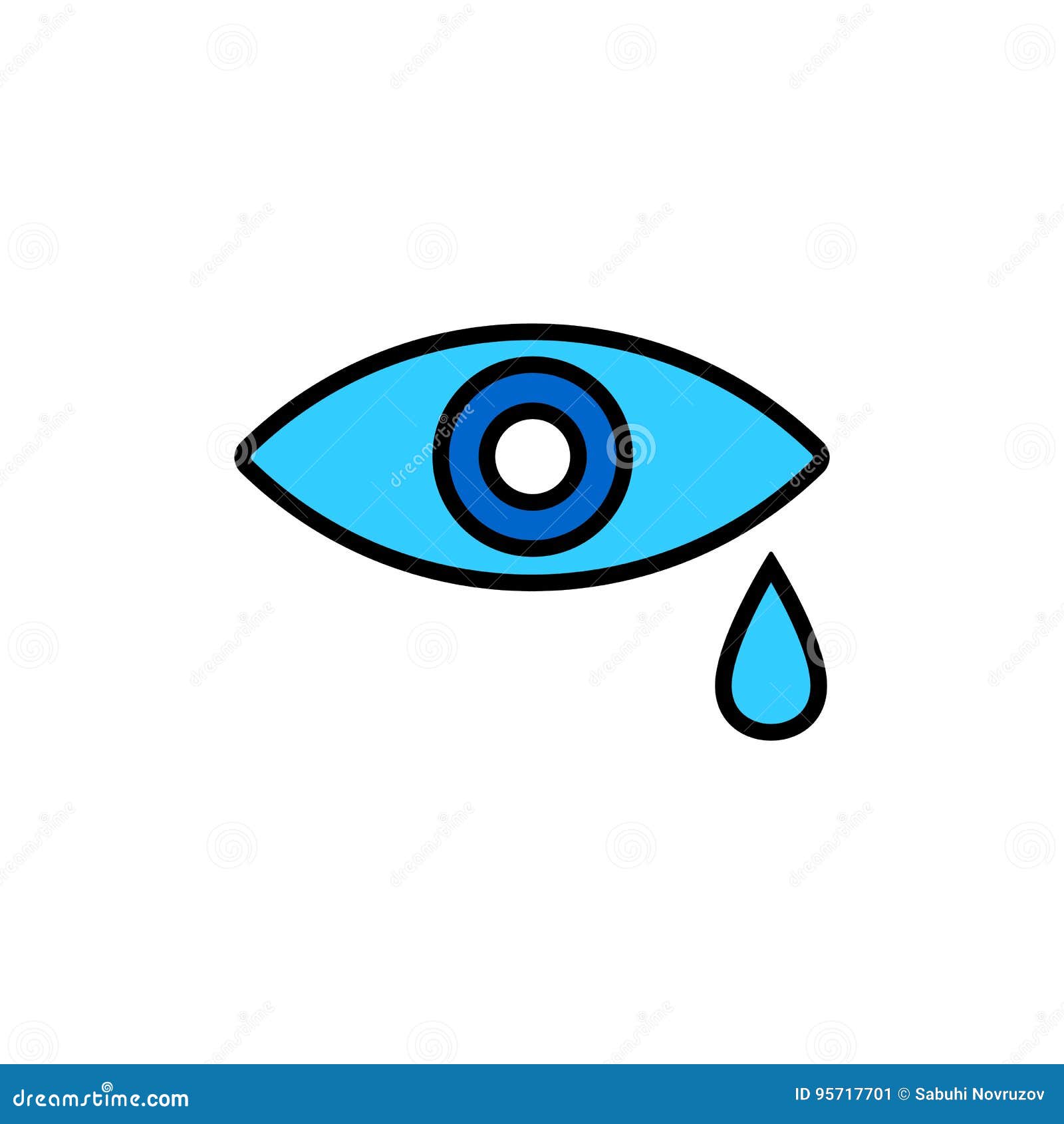 Crying Eye Vector Illustration. Ill Eye Vector Icon. Solid Flat Design ...