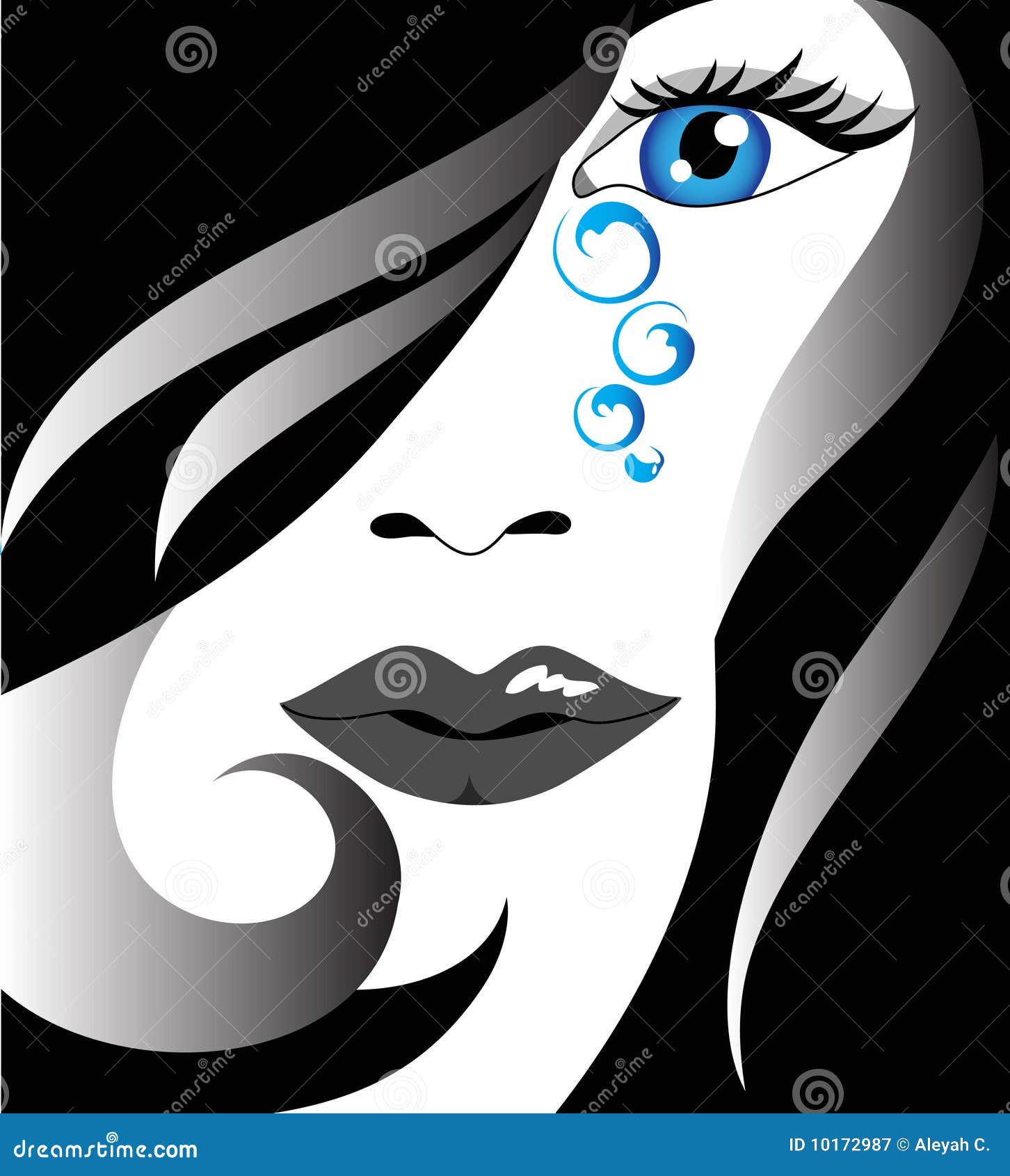 Crying face stock vector. Illustration of hair, abstract - 10172987