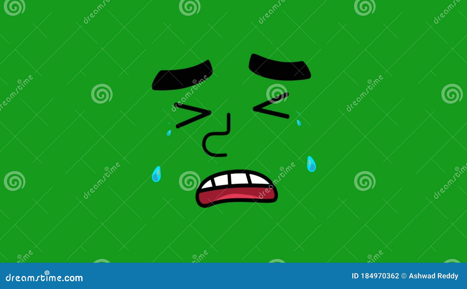 Crying Face Animation with Green Screen Background Stock Footage ...