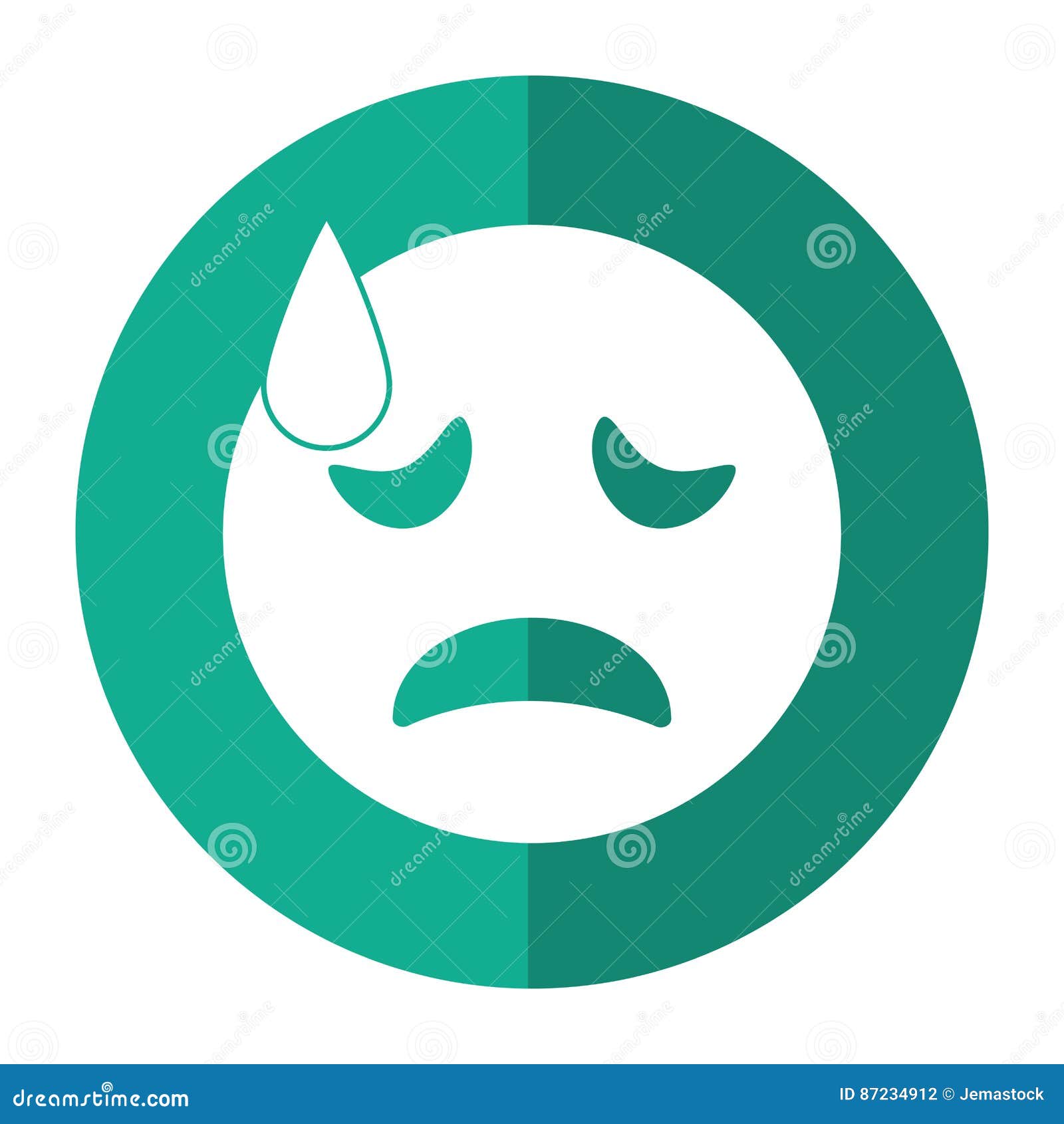 Crying Face Emoticon Funny Shadow Stock Vector - Illustration of ...
