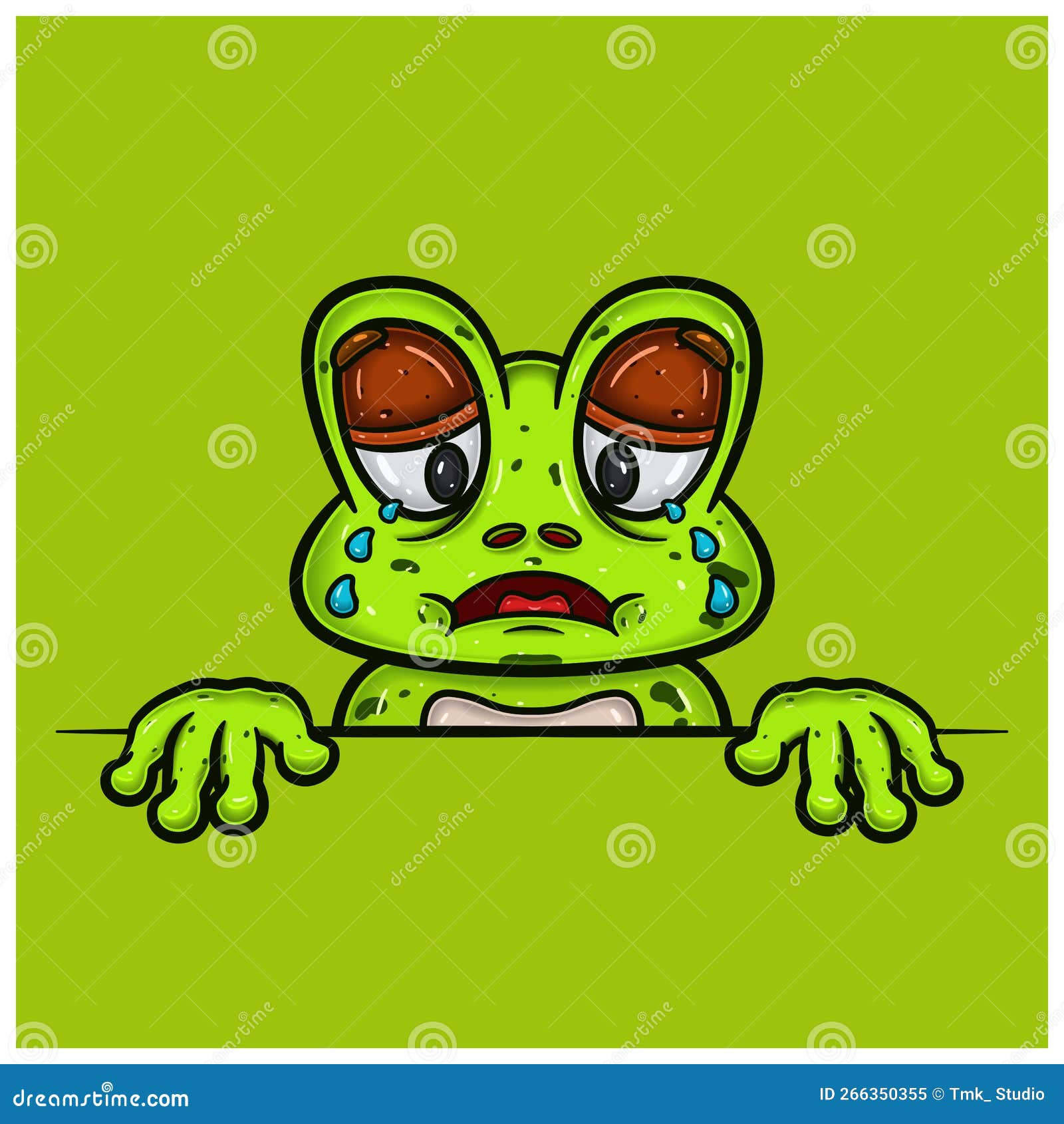 Crying Face Expression with Frog Cartoon Stock Vector - Illustration of ...