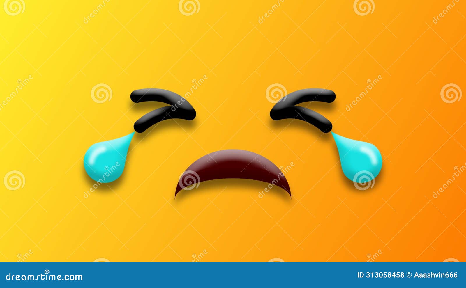 Crying Face Expression on Gradient Colour Background Stock Illustration ...