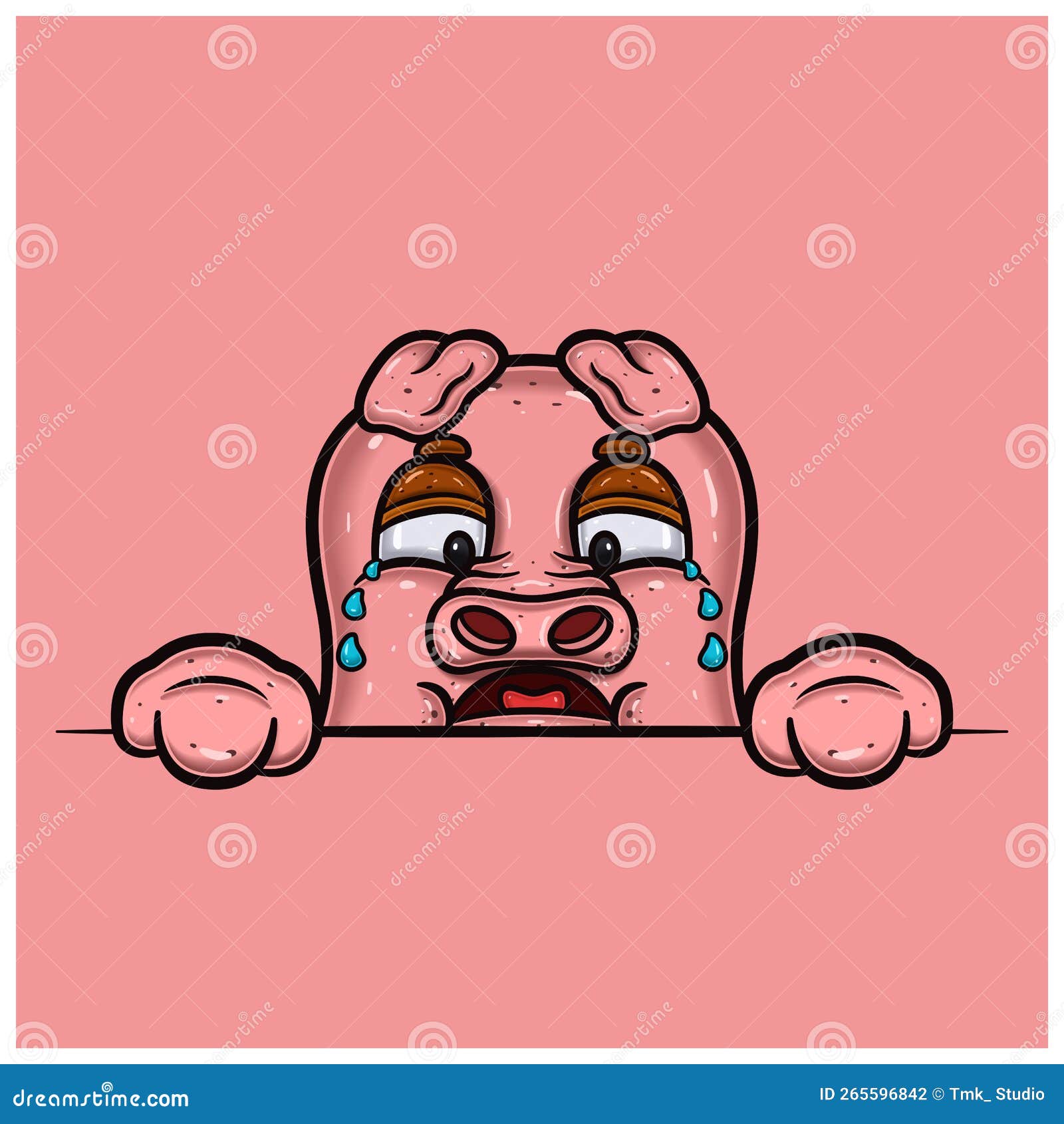 Crying Face Expression with Pig Cartoon. Stock Vector - Illustration of expression, pork: 265596842