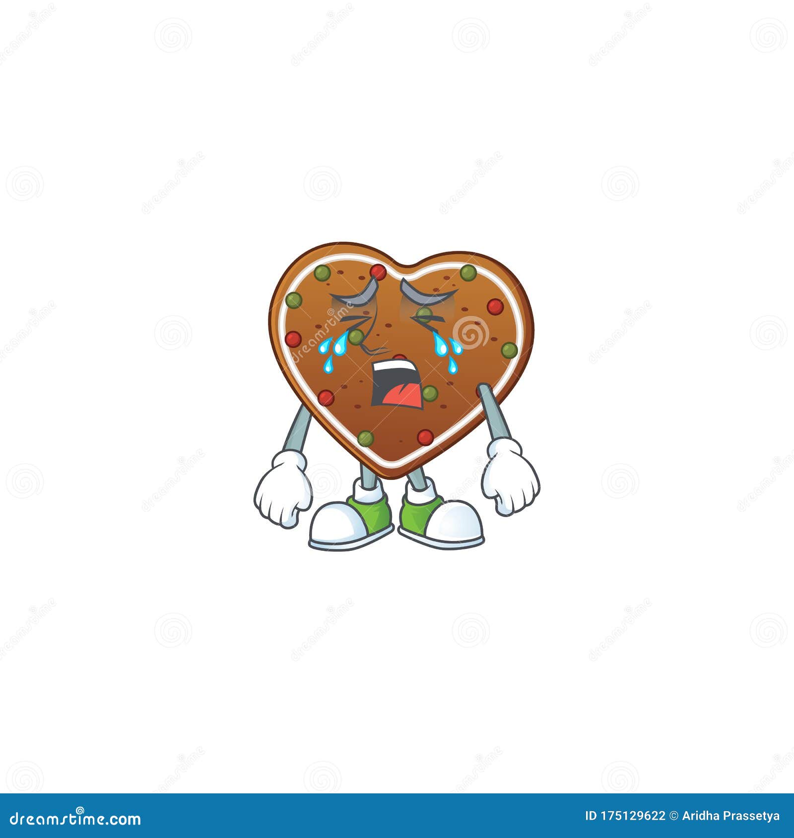 A Crying Face of Gingerbread Love Cartoon Character Design Stock Vector ...
