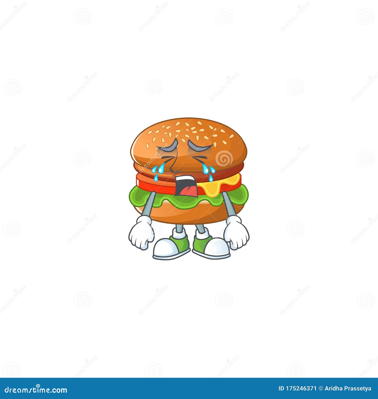 A Crying Face Of Hamburger Cartoon Character Design | CartoonDealer.com ...
