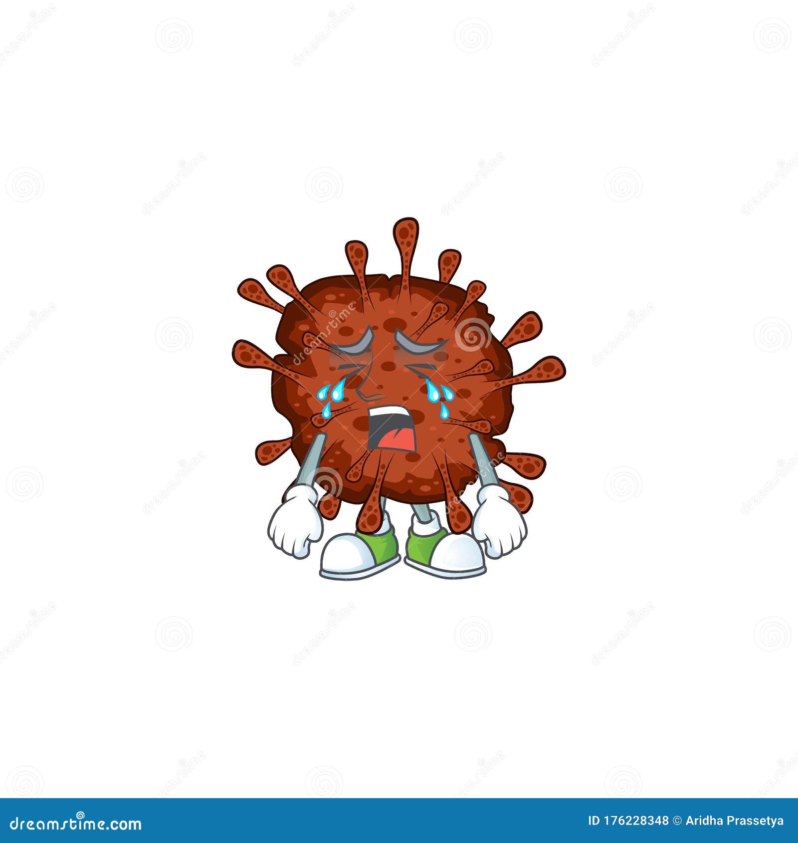 A Crying Face of Infection Coronavirus Cartoon Character Design Stock ...