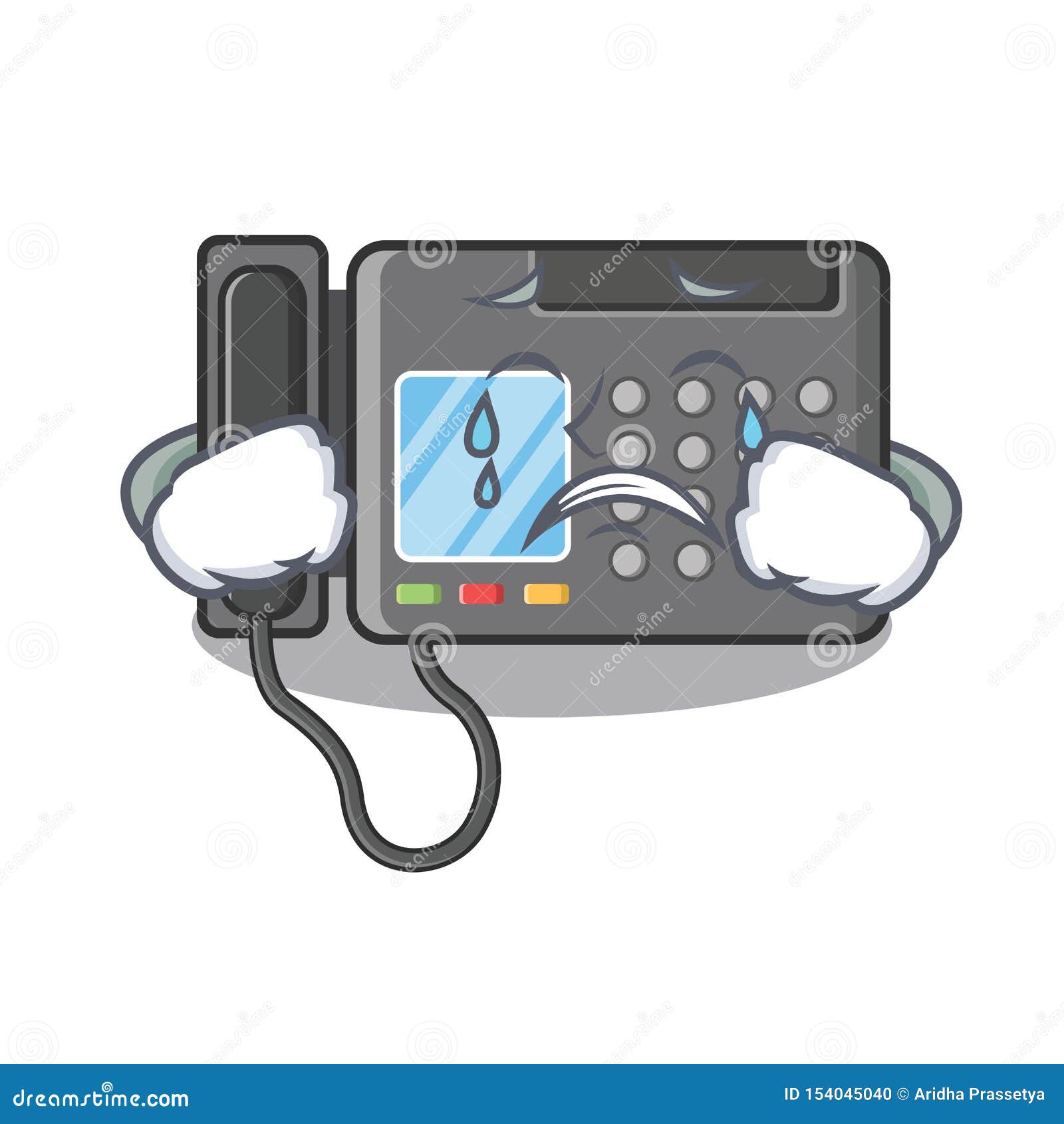 Crying Fax Machine Above the Cartoon Table Stock Vector - Illustration ...