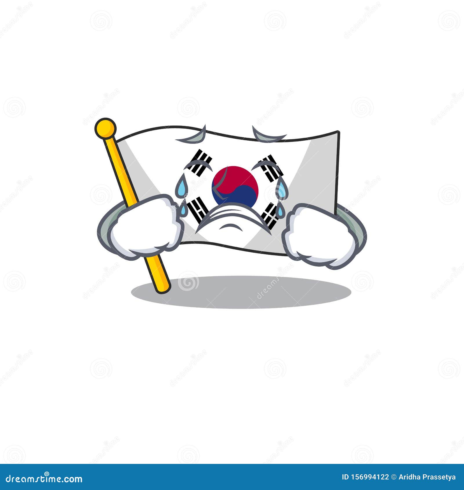 Crying Flag Korea Isolated With The Mascot Vector Illustration ...