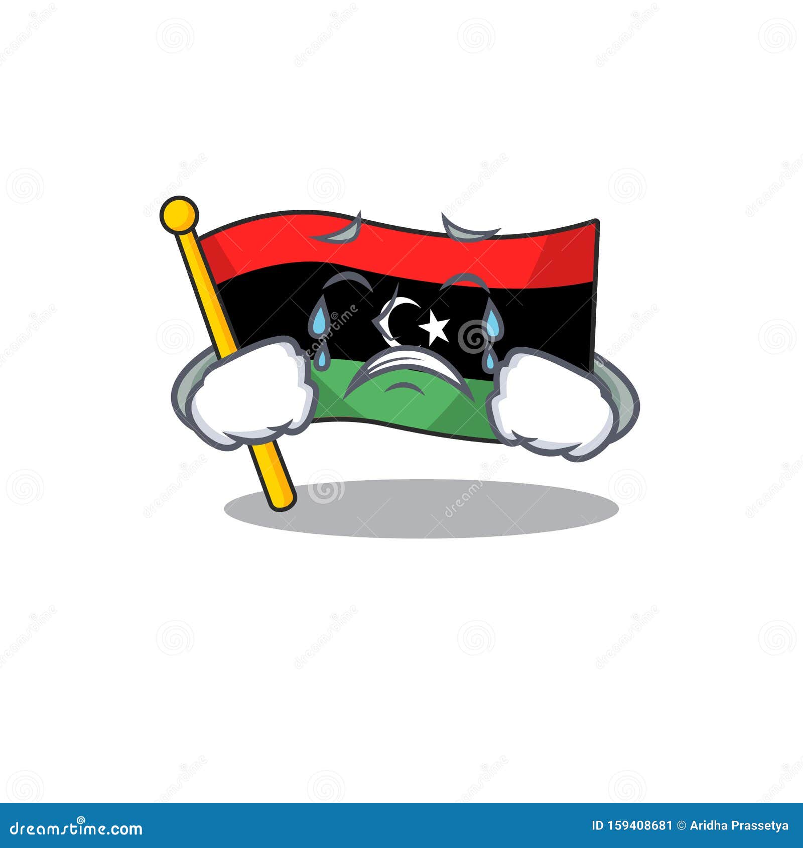 Map And Flag Of Libya. Green Area. Flat Cartoon. Borders Of A State In ...