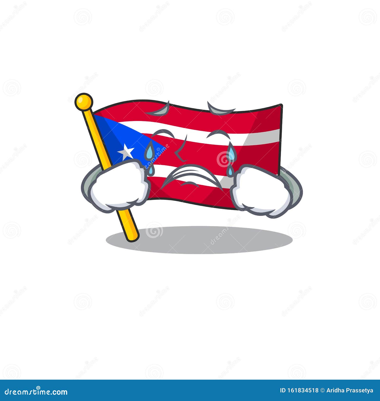 Crying Flag Puerto Rico on a Cartoon Stock Vector - Illustration of ...