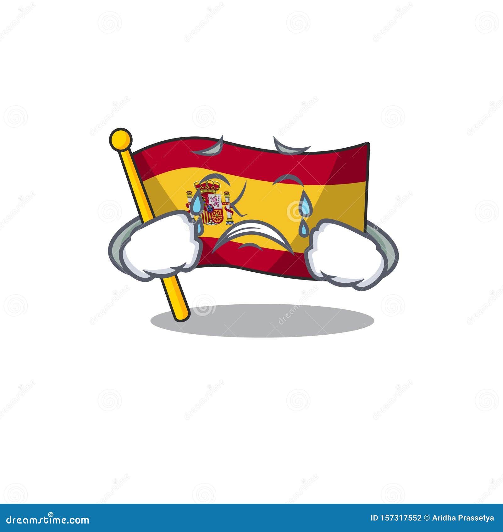 Crying Flag Spain Isolated in the Cartoon Stock Vector - Illustration ...