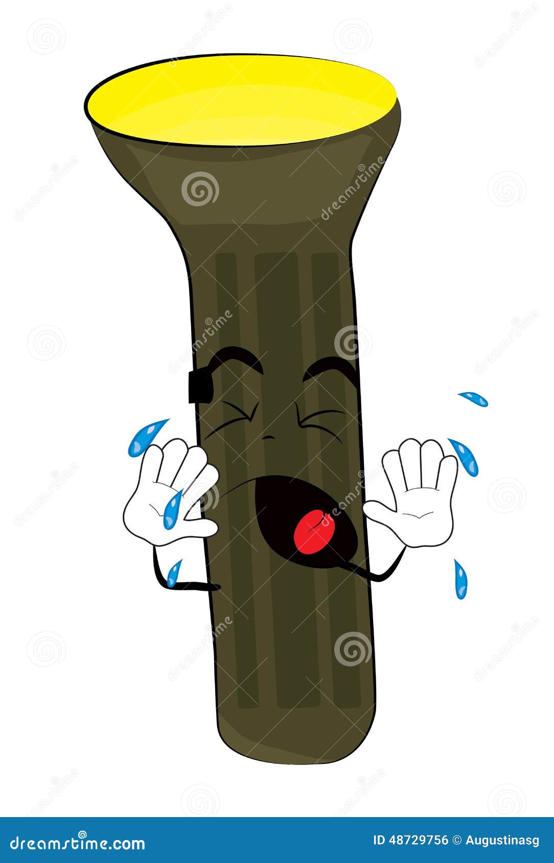 Crying Flashlight cartoon stock illustration. Illustration of ...