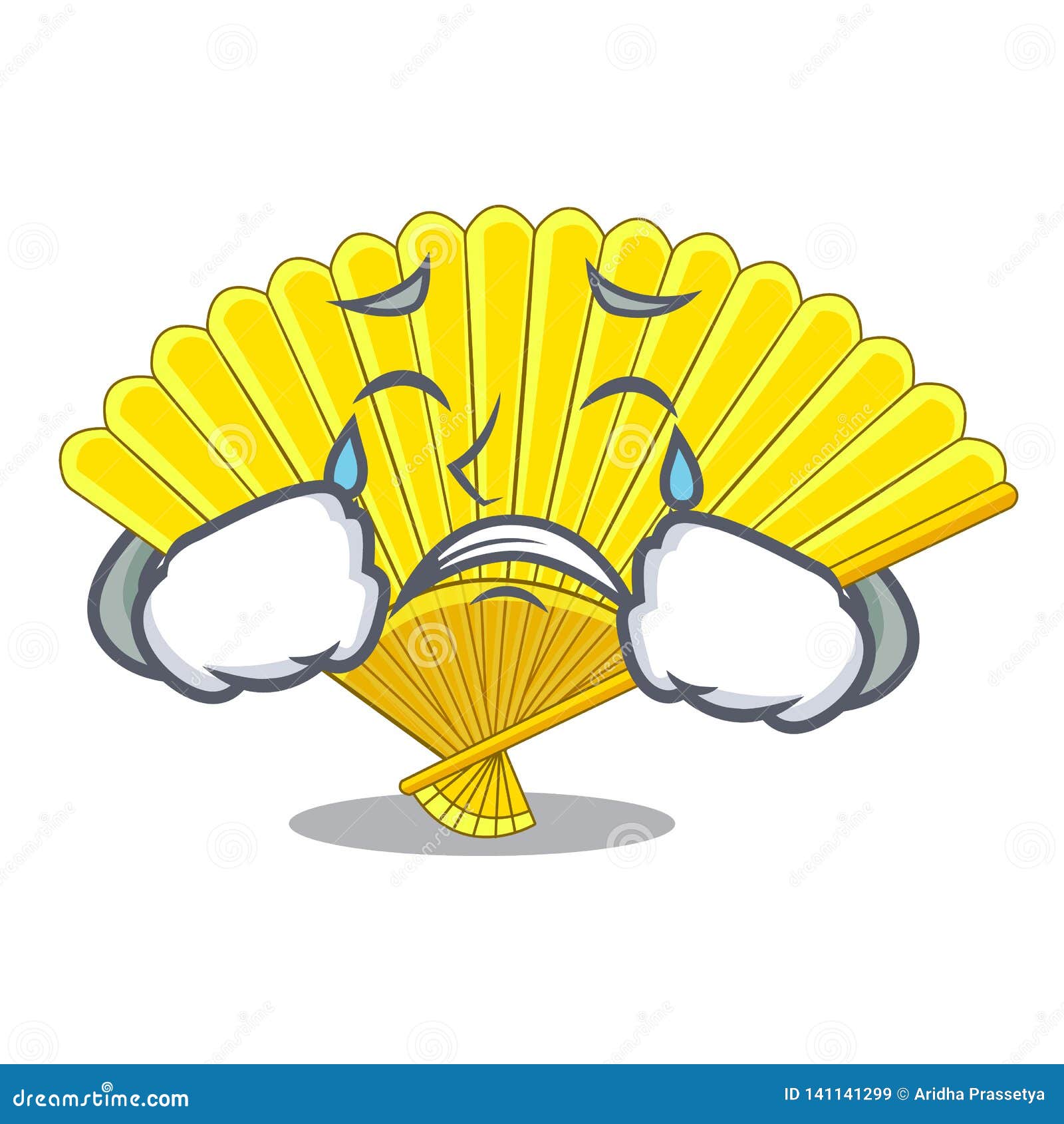 Crying Folding Fan the Shape Wooden Mascot Stock Vector - Illustration ...