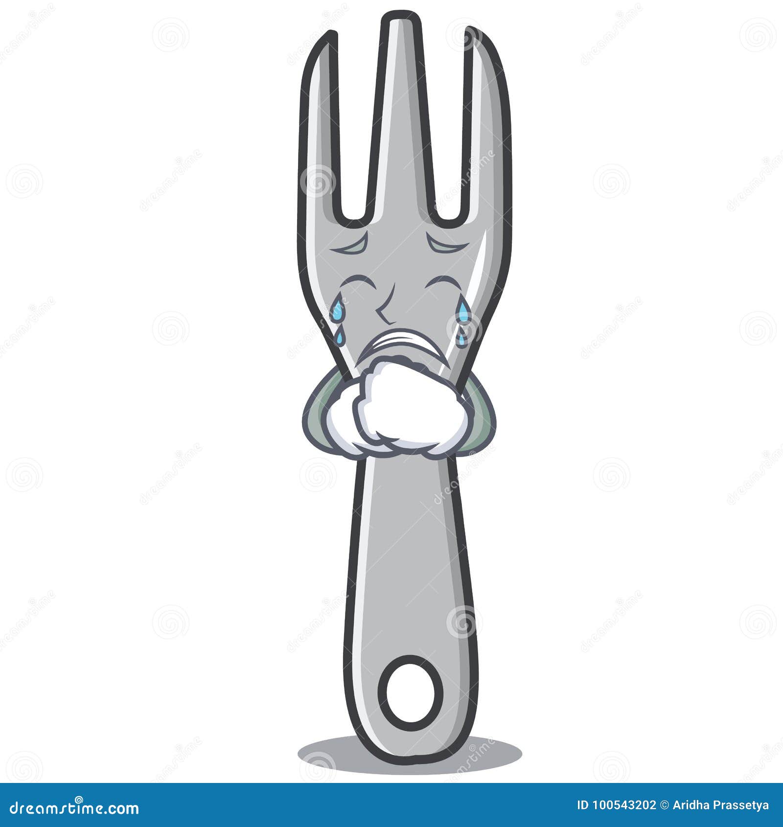 Crying Fork Character Cartoon Style Stock Vector - Illustration of ...