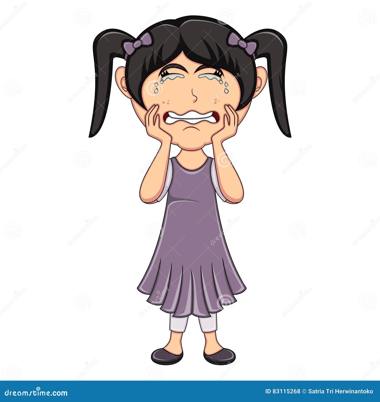 Crying girl cartoon stock vector. Illustration of stress - 83115268