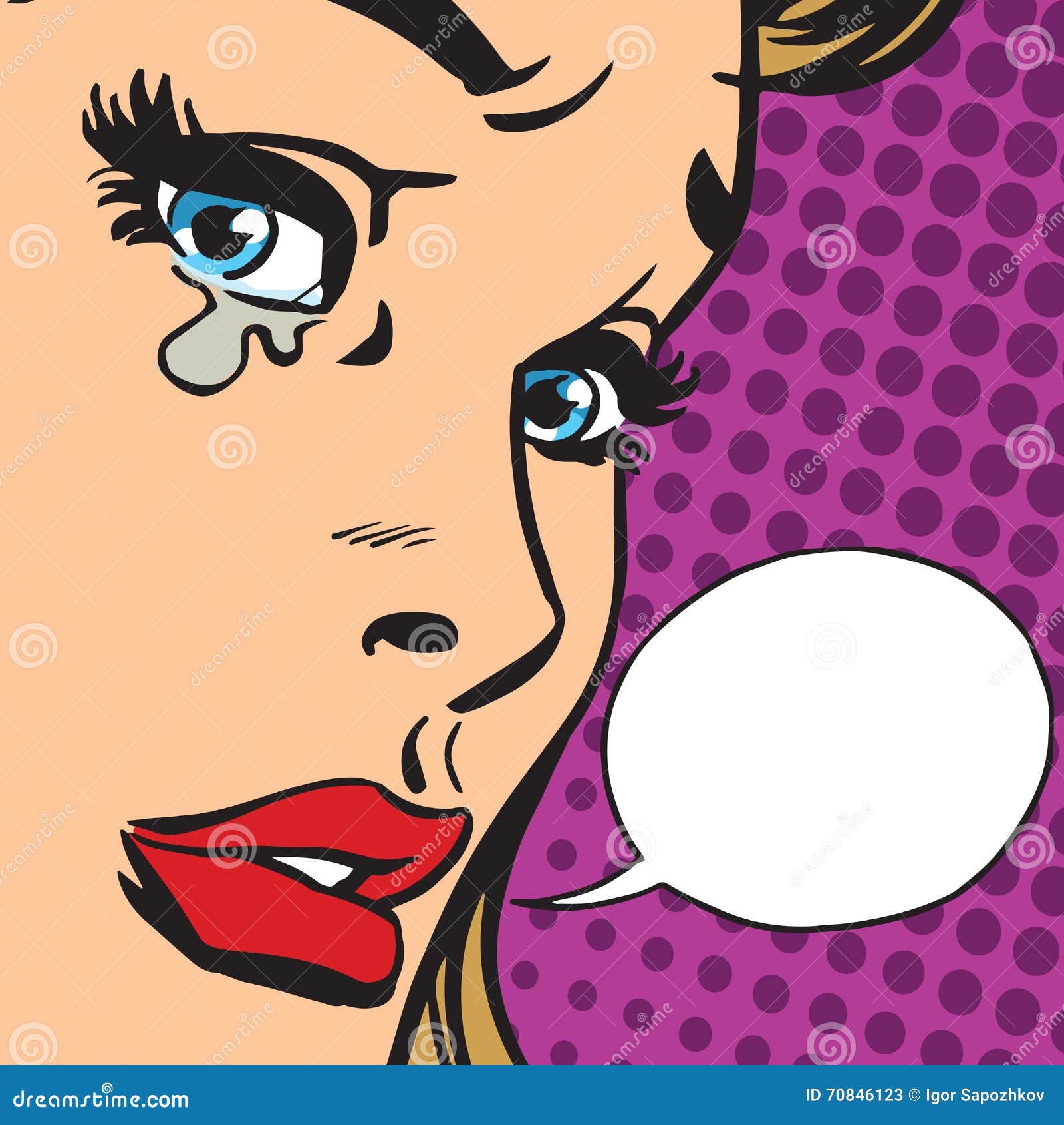 Crying Girl Close Up Face Stock Vector Illustration Of Line 70846123