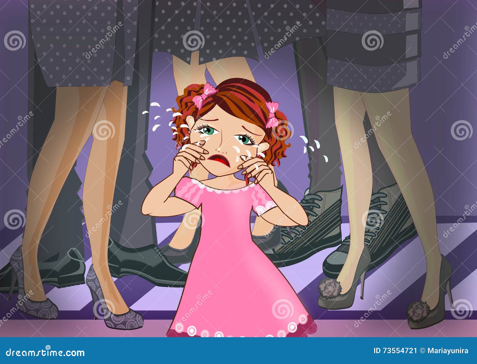 Crying Girl Sits Hugging Her Knees Near Wall Vector Cartoon ...