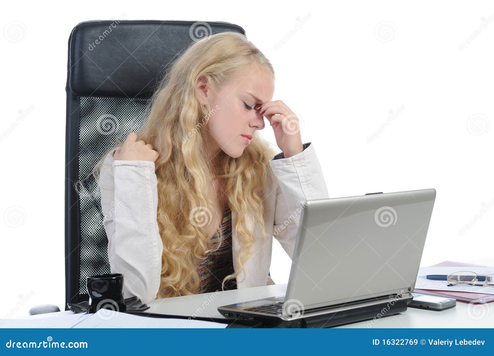 Crying girl in the office. stock image. Image of female - 16322769