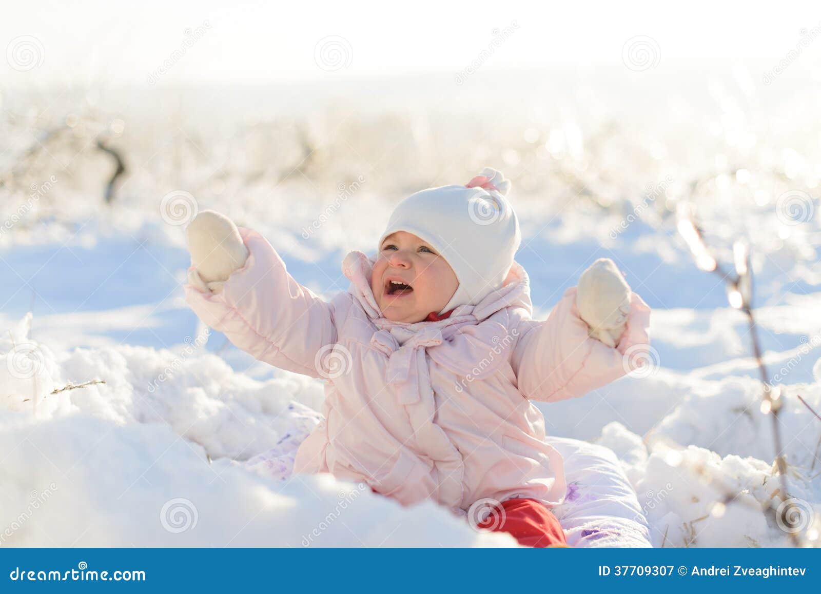 Crying Girl in Snow stock image. Image of caucasian, coat - 37709307
